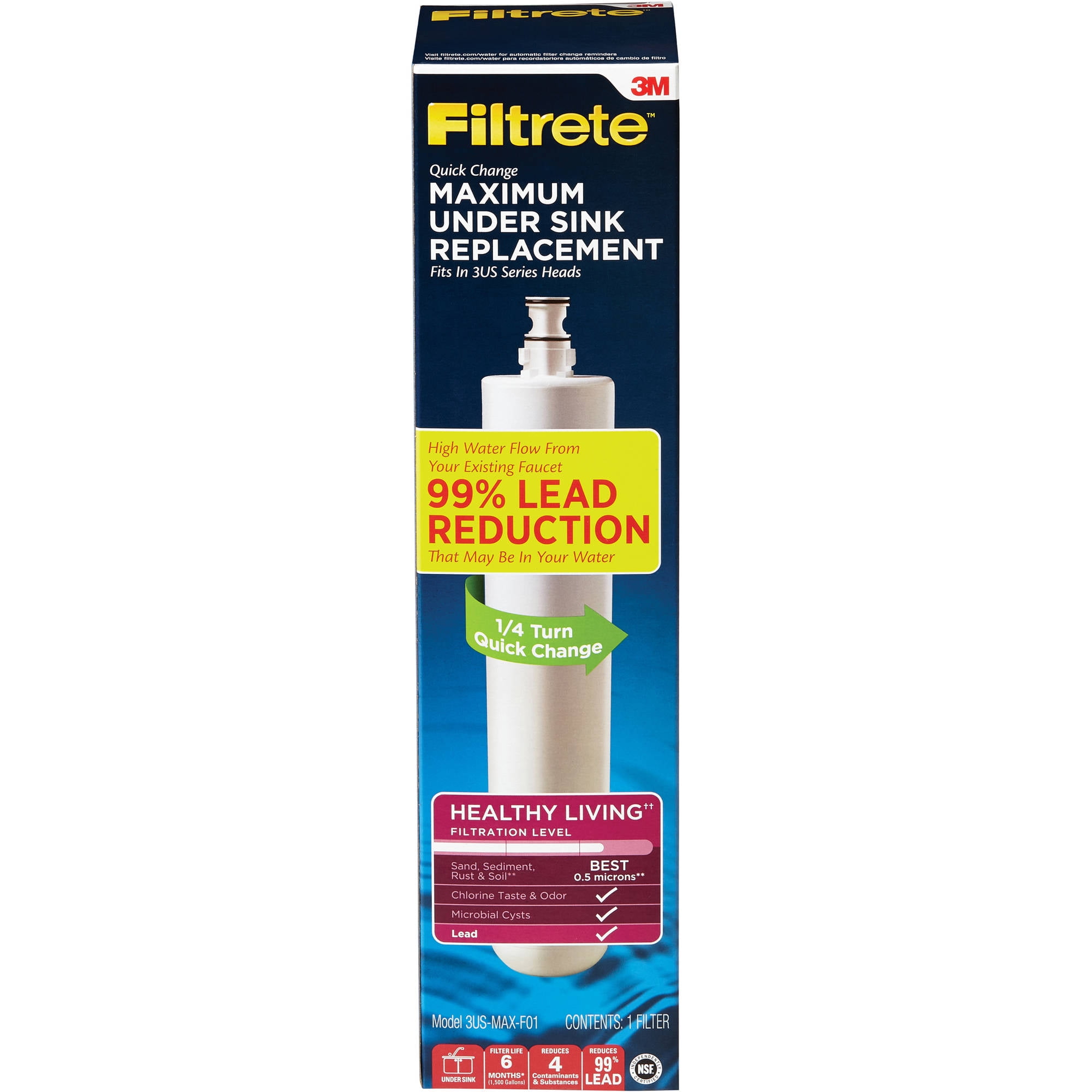 Filtrete 3US-MAX-F01 Under Sink Water Filter, Replacement Carbon ...