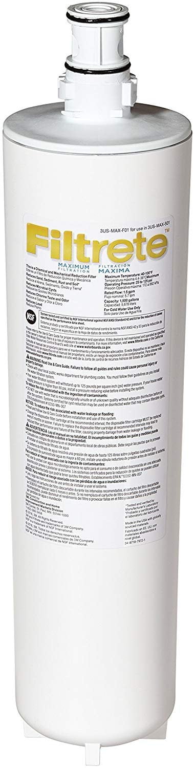 Filtrete Maximum Under Sink Water Filtration Filter, Reduces 99% Lead ...