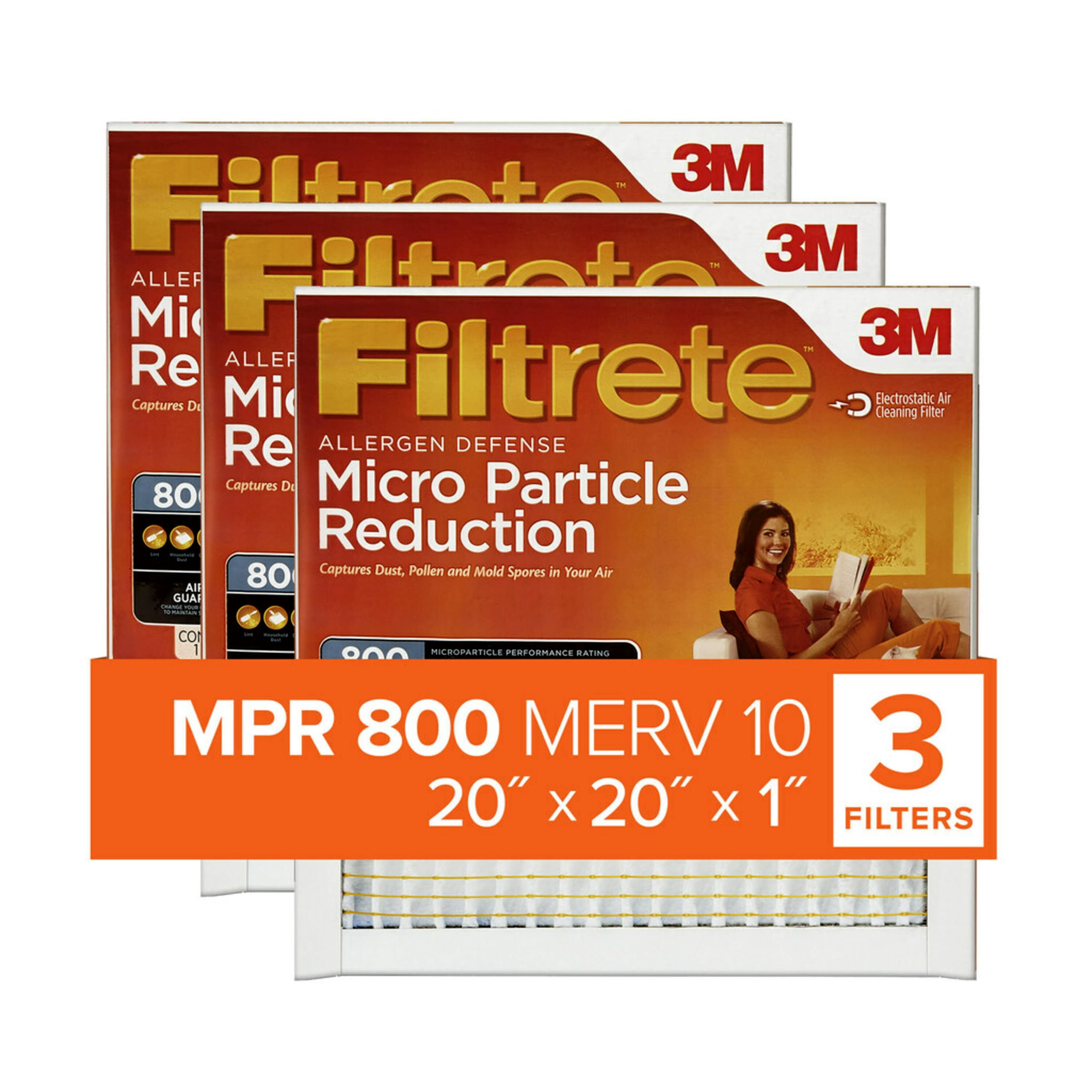 Filtrete by 3M 20x20x1, MERV 10, Micro Particle Reduction HVAC Furnace ...