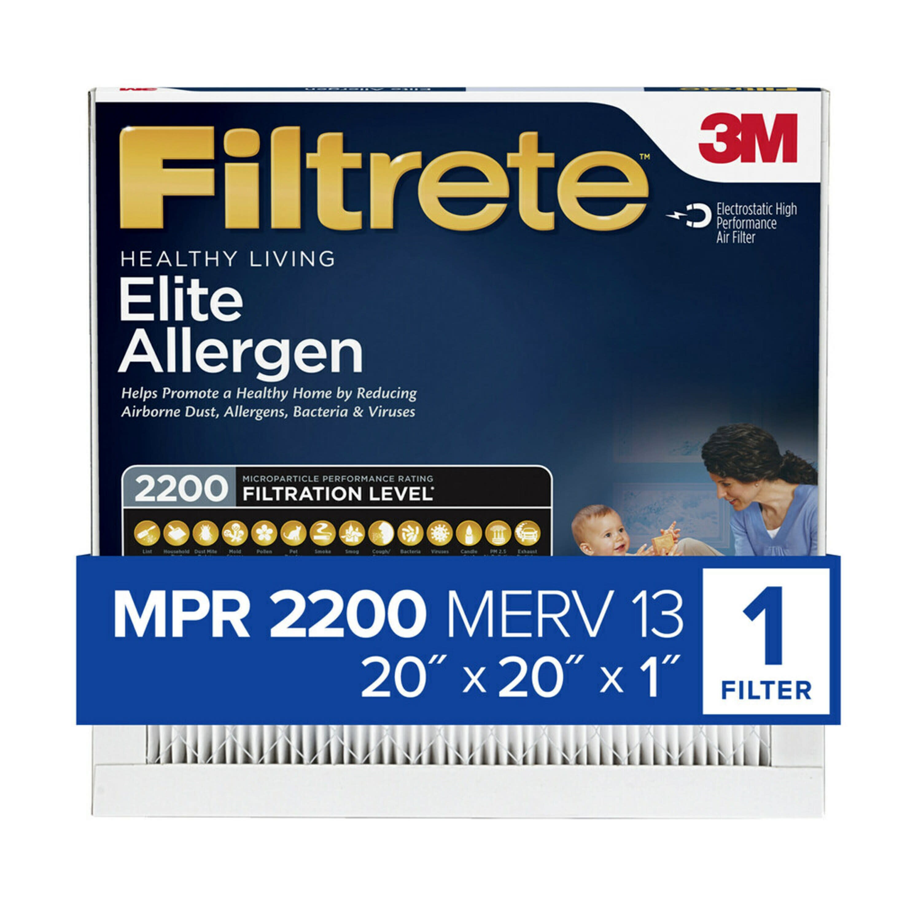 Filtrete by 3M, 16x20x1, MERV 10, Micro Particle Reduction HVAC Furnace Air Filter, Captures Pet ...