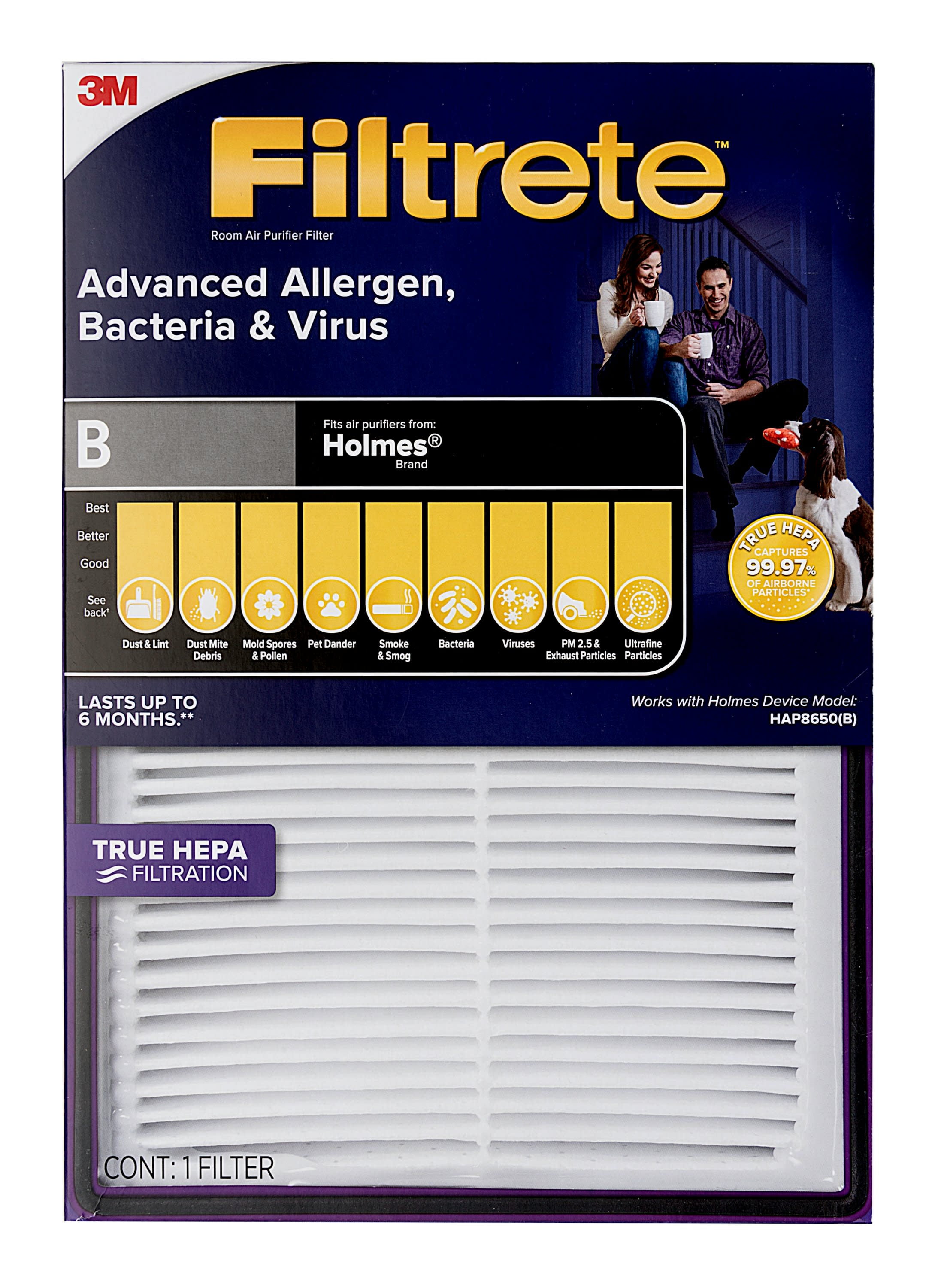 Filtrete by 3M Advanced Allergen, Bacteria & Virus True HEPA Room Air ...