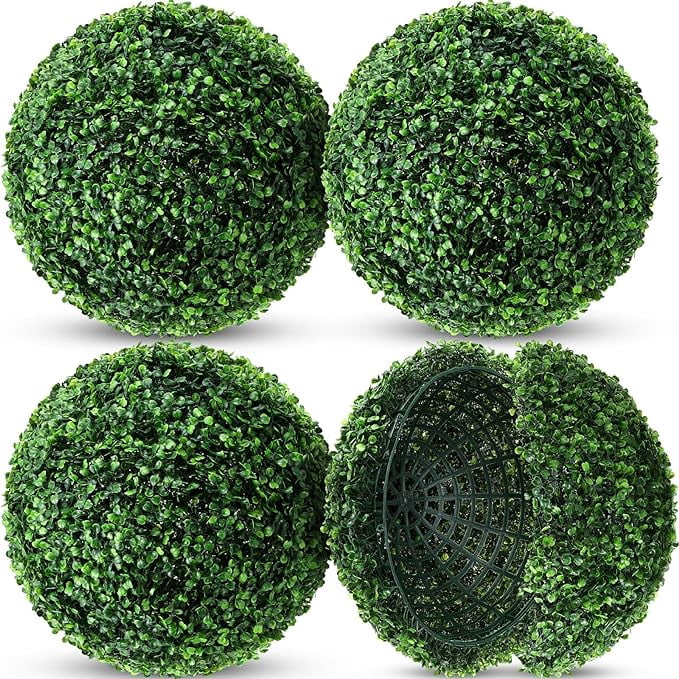 Fimeskey 4PC 19'' Artificial Plant Boxwood Topiary Ball, All-Year ...