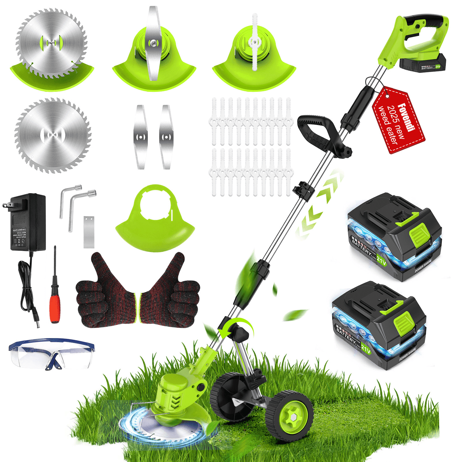 Tanbaby 6 inch Electric String Trimmer Brush Cutter, 2000mAh Battery ...