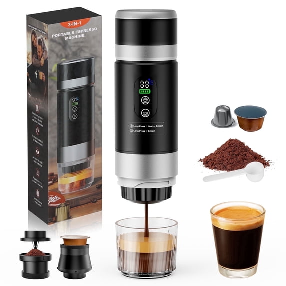 Portable Coffee Maker 3-in-1, Electric Espresso Machine with 7500mAh ...