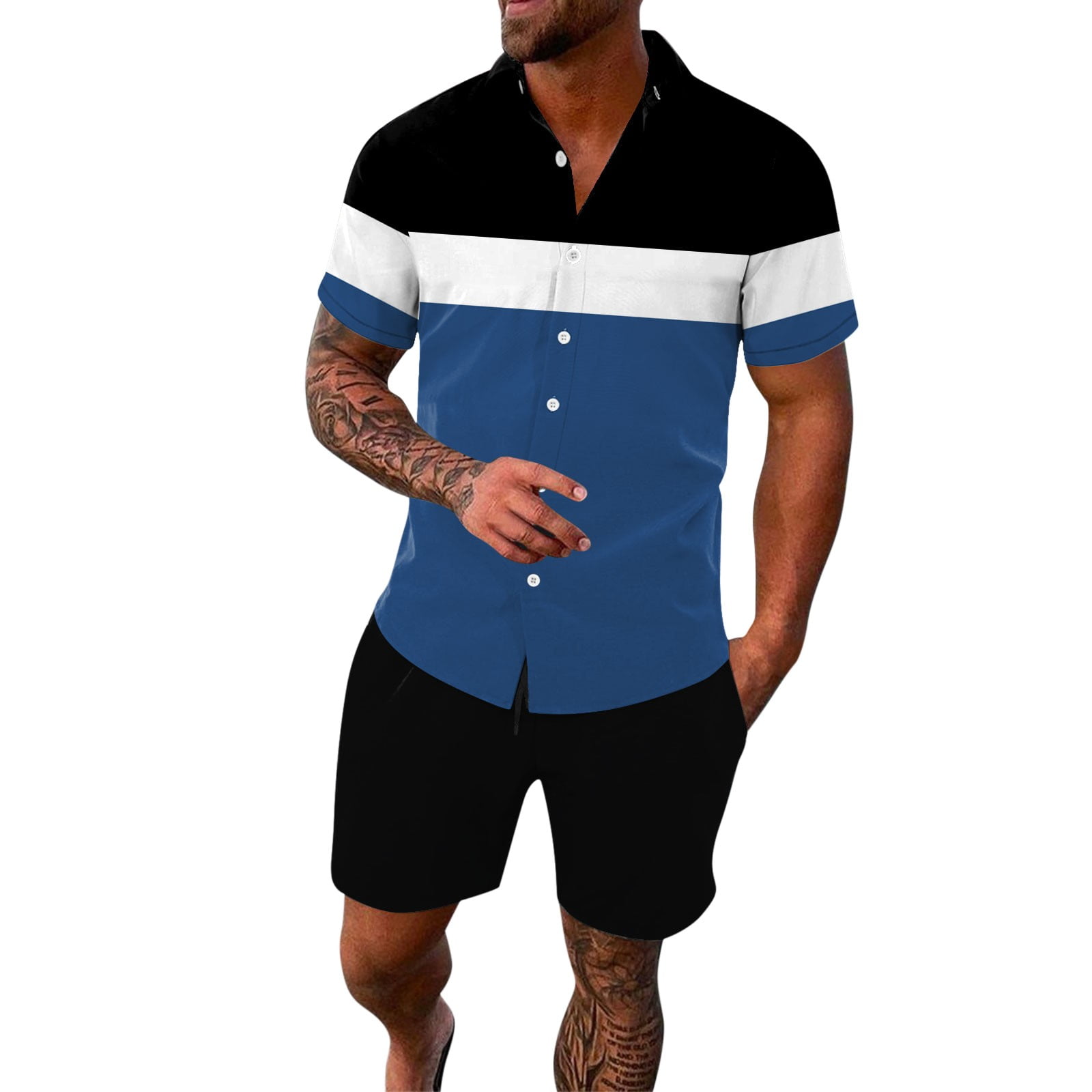 Fimkaul Mens Summer 2 Piece Outfits Short Sets Spring/ Leisure Sports ...