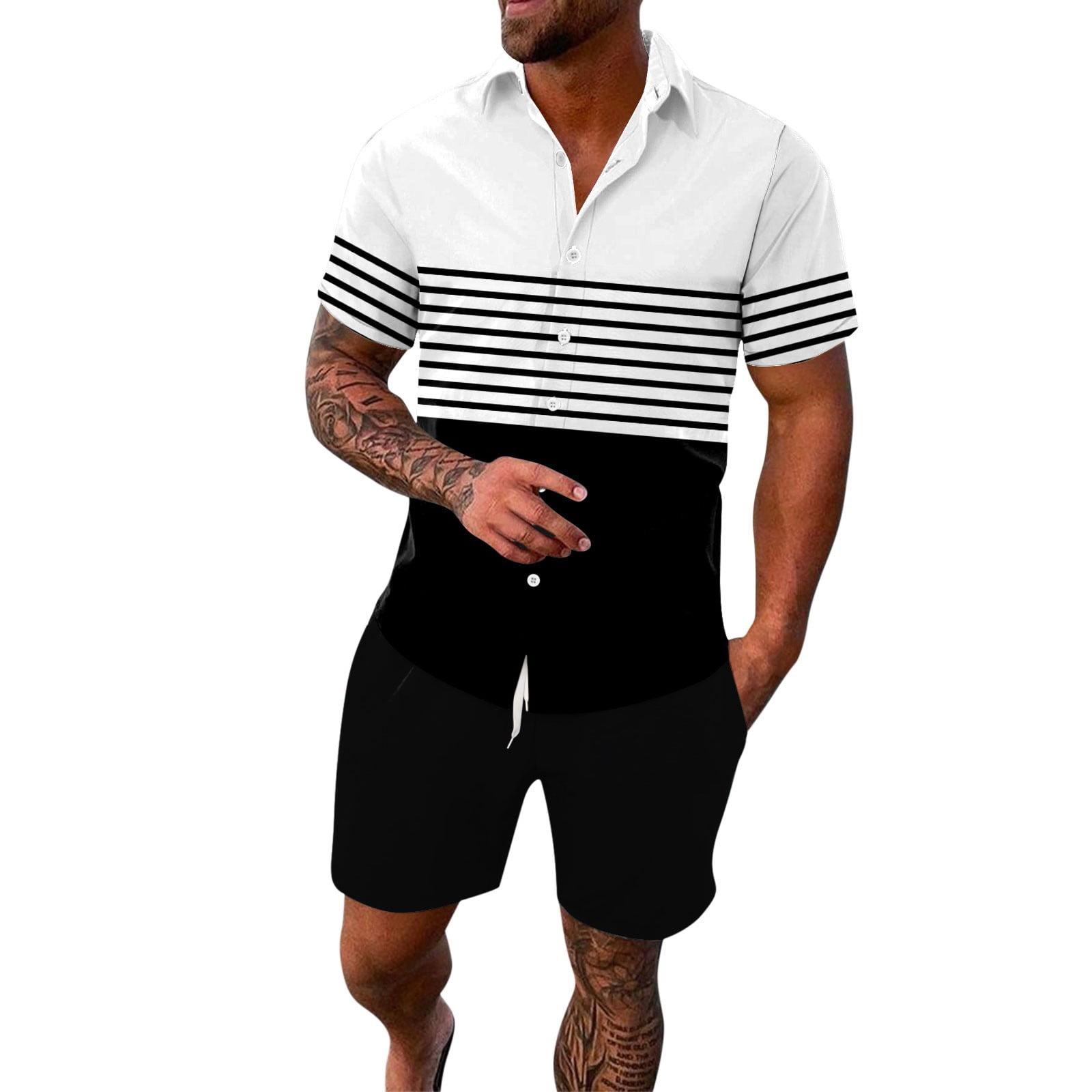 Fimkaul Mens Summer 2 Piece Outfits Short Sets Spring/ Leisure Sports ...