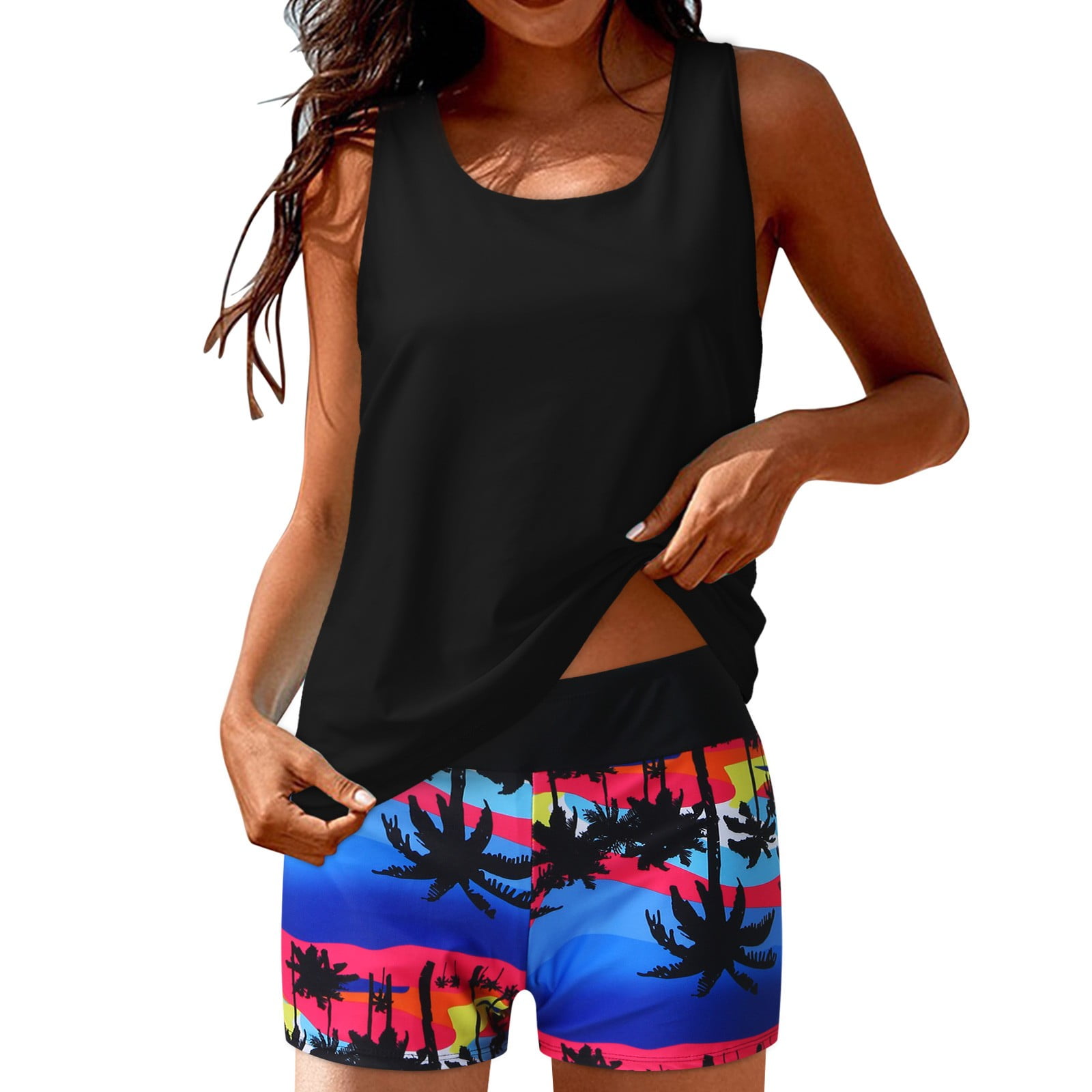 Fimkaul Women's Swimsuits Tankini Set Swim Tank Top With Boy Shorts And ...
