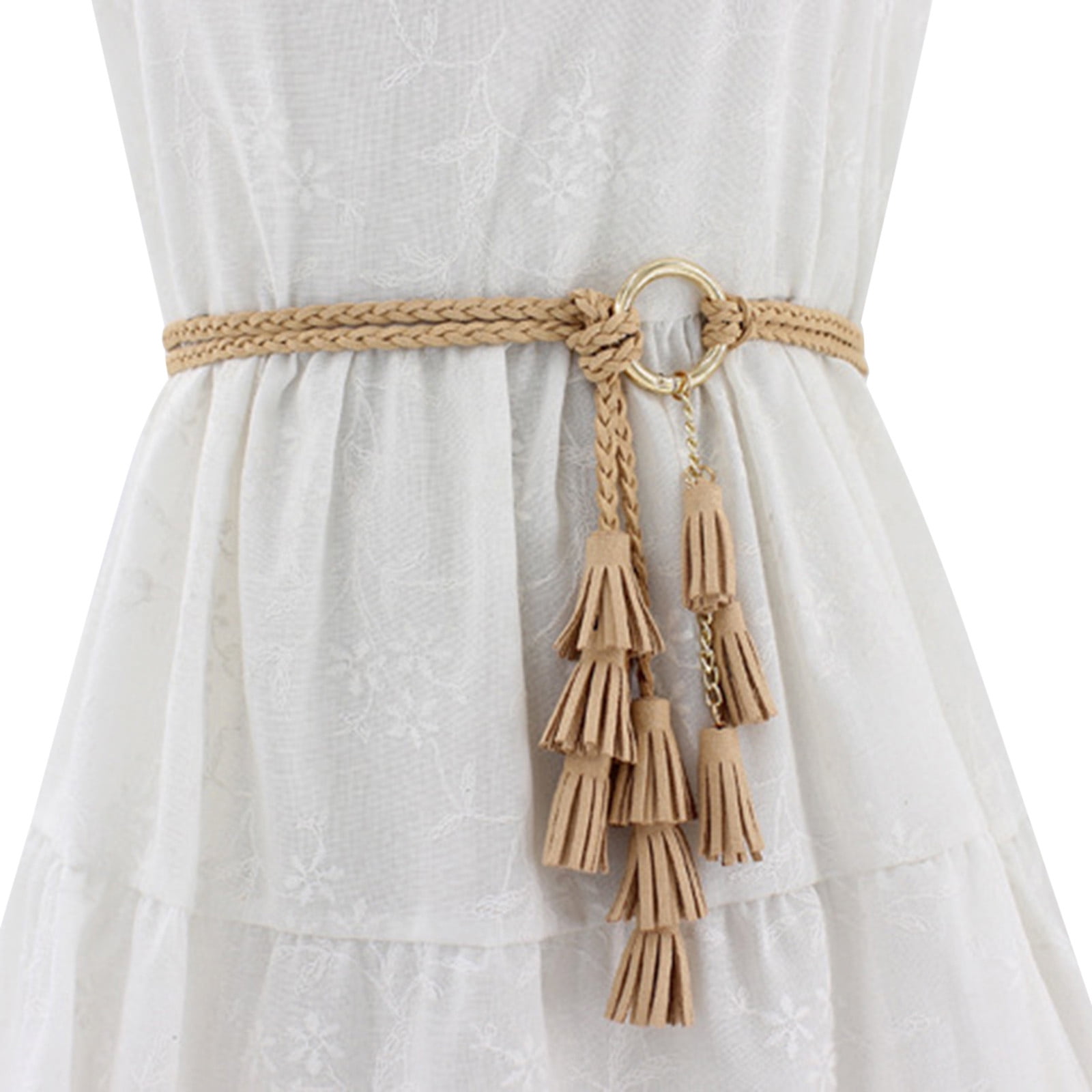 Fimkaul Womens Men Belt Fashion Casual Knotted Braided Fringe Waist ...