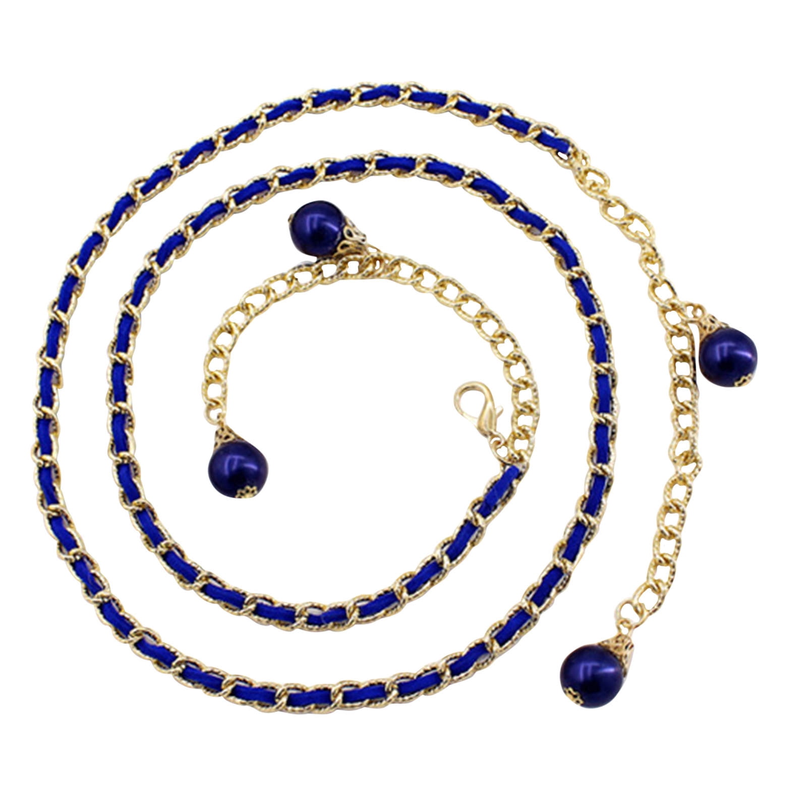 Fimkaul Womens Men Belt Fashion Metal Hook Adjustment Waist Pearl Chain ...