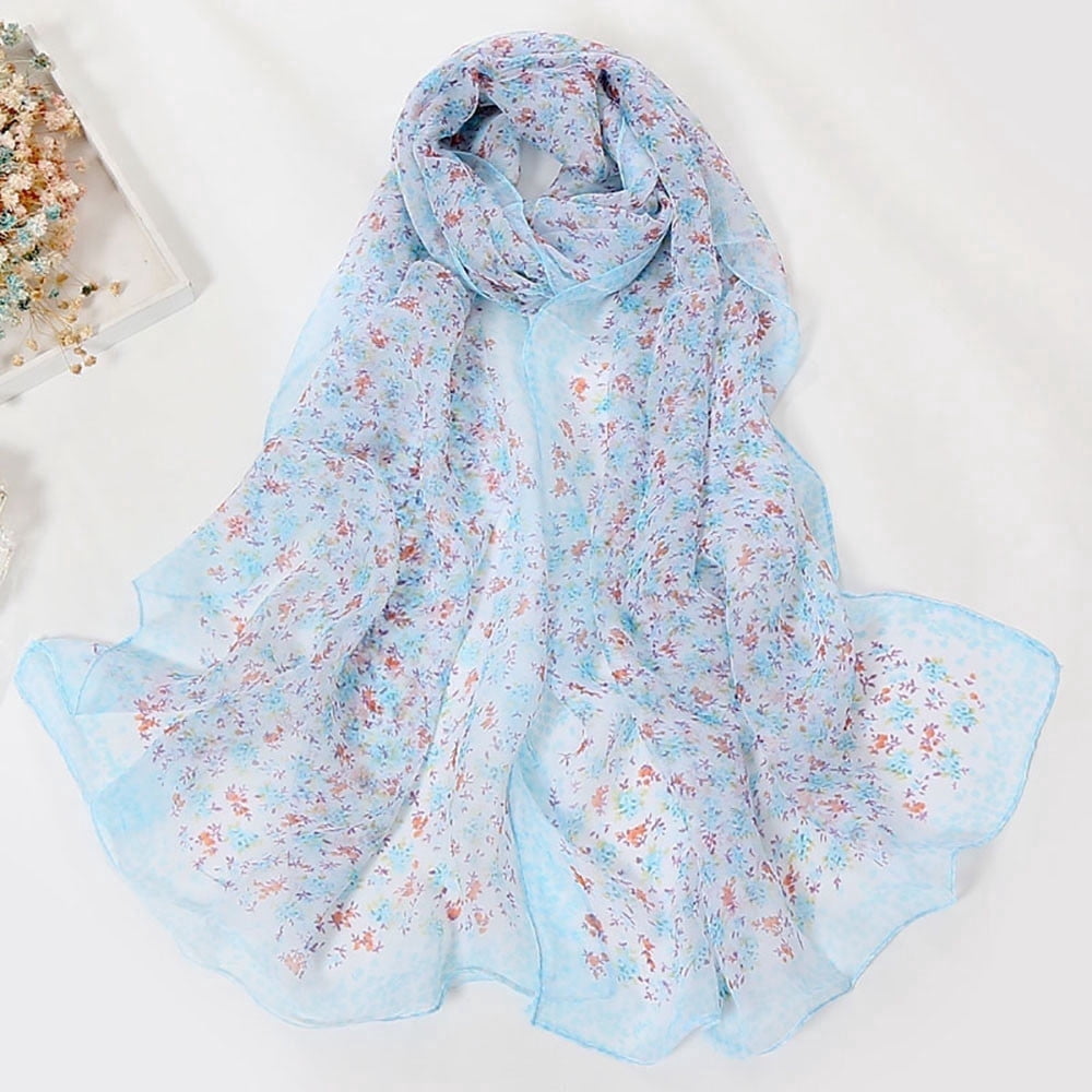 Fimkaul Womens Scarf Fashion Small Floral Printing Long Soft Wrap ...