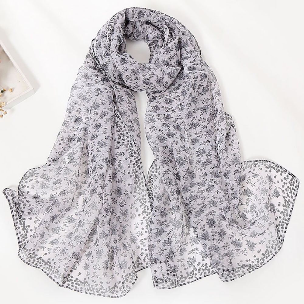 Fimkaul Womens Scarf Fashion Small Floral Printing Long Soft Wrap ...
