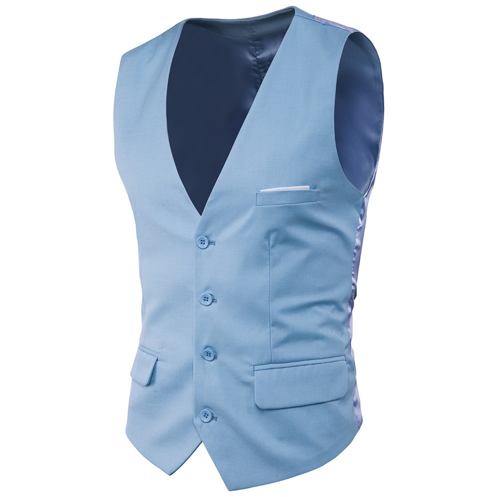 Fimkaule Formal Suit Vest for Men Waistcoat V Neck Silm Fit Solid Suit ...