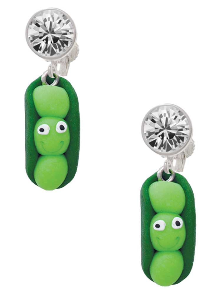 Fimo Clay Three Peas in a Pod Clear Crystal Clip On Earrings Walmart