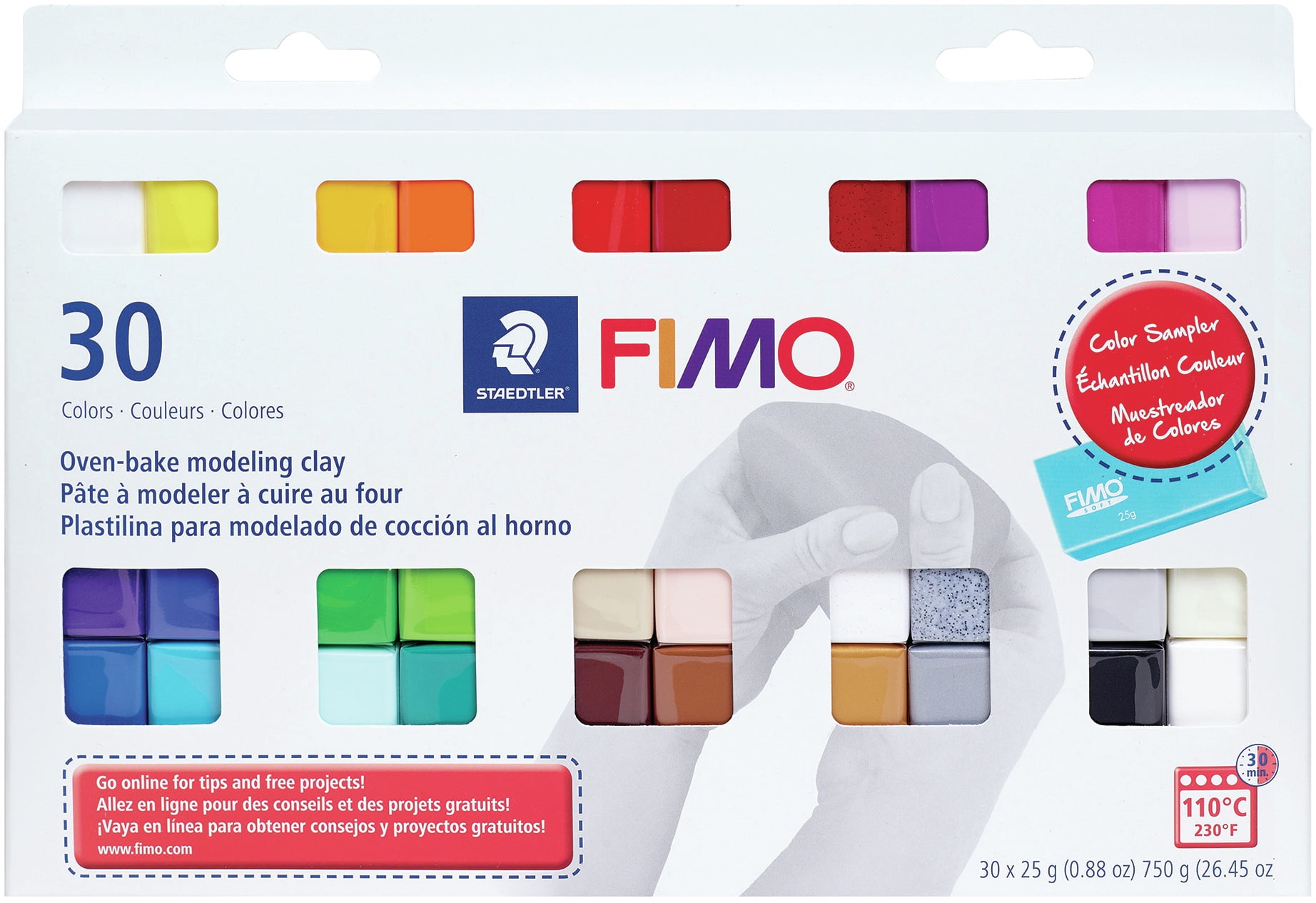 FIMO Soft Polymer Clay, 30 Pack, Assorted Colors, 0.88oz Blocks ...
