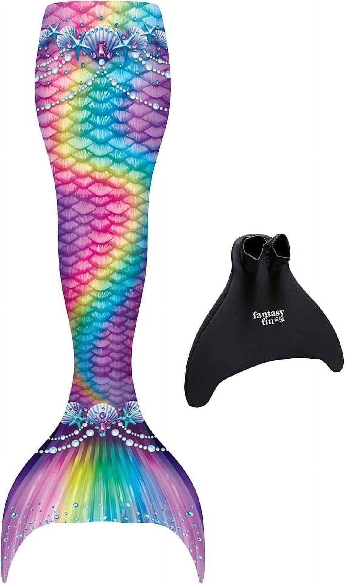 Fin Fun Mermaid Swim Tail for Kids, Swimmable Rainbow Design, Monofin ...