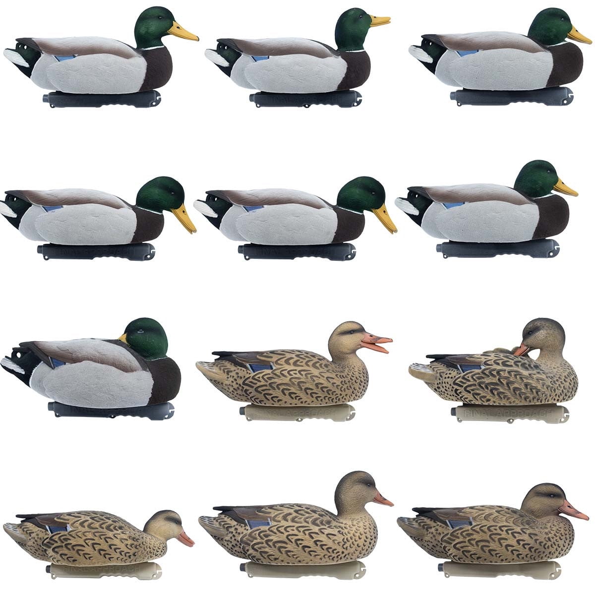 Final Approach Live Mallard Floaters Fully Flocked With 12 Slot Duck ...