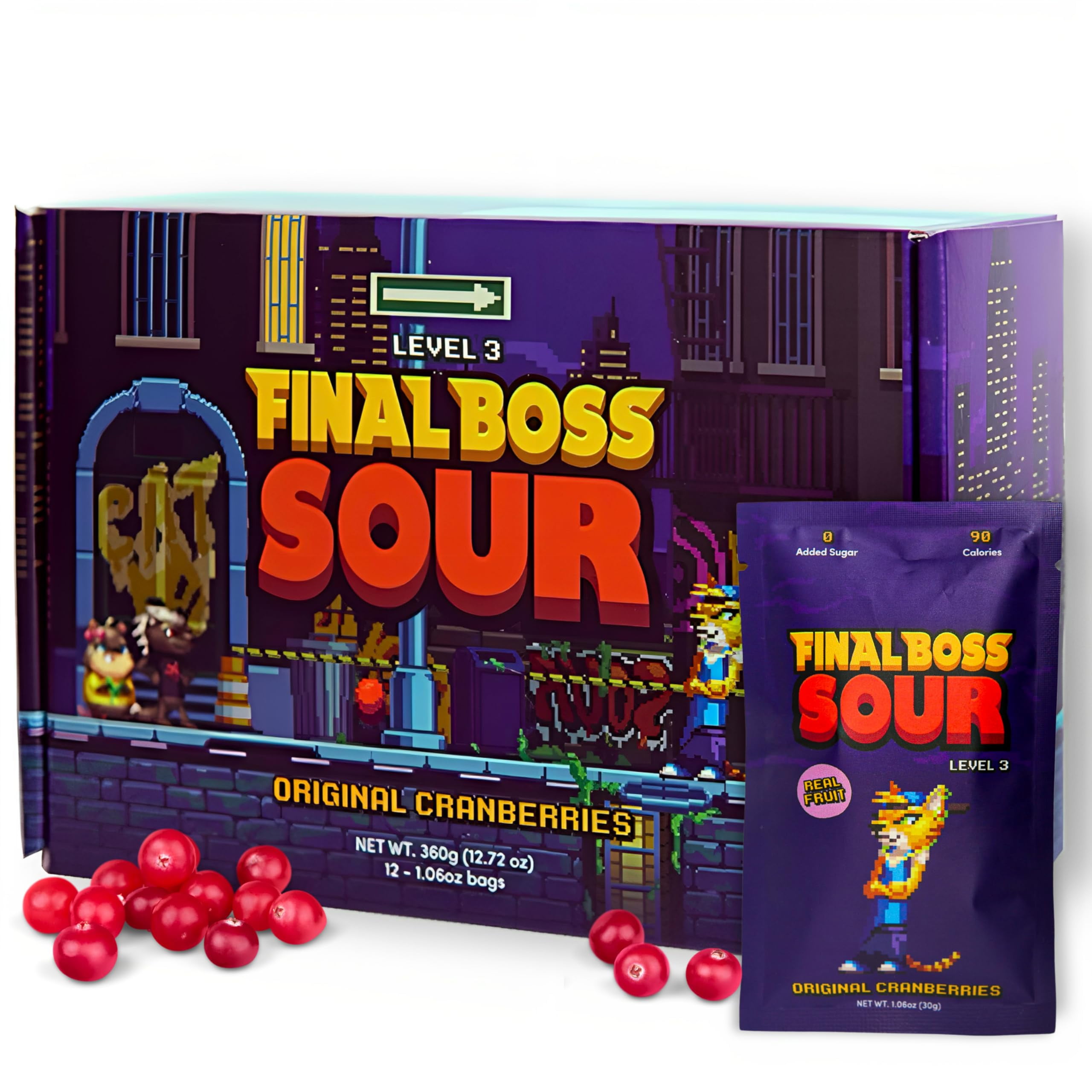 Final Boss Extremely Super Sour Candy, Natural Chewy Cranberry Gummies ...