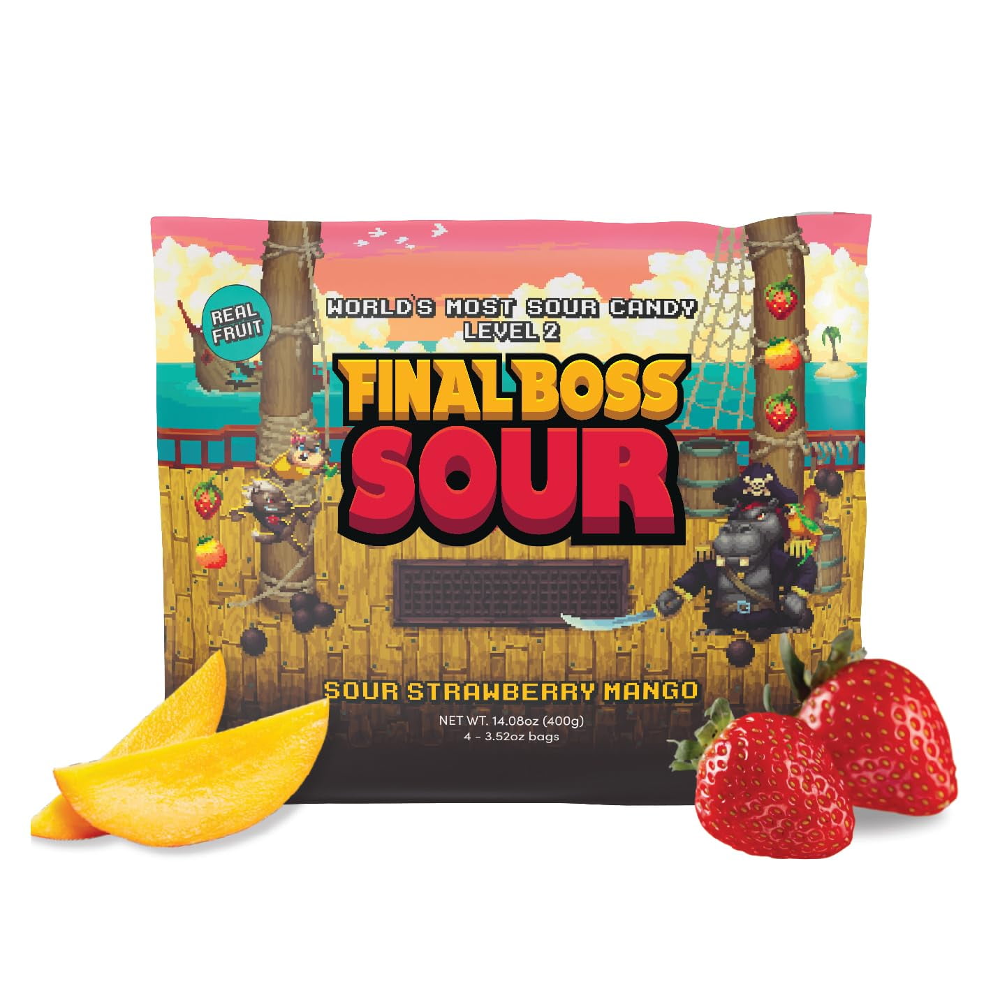 Final Boss Sour Candy ESF27 Strawberry and Mango, Fruit, Cane Sugar ...