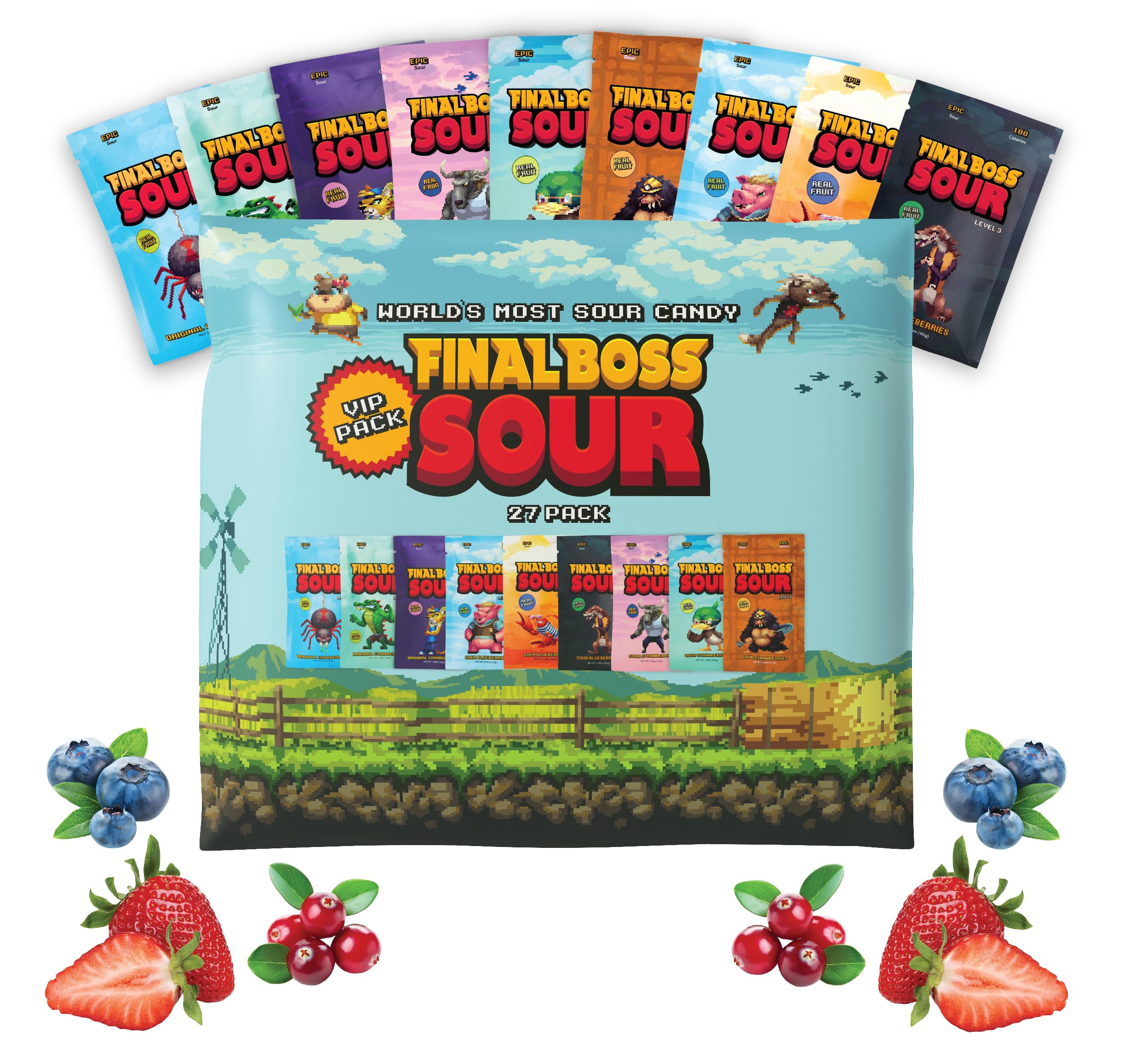 Final Boss Sour Candy, SAF21 Super Sour Gummy Natural Fruit Chews with ...