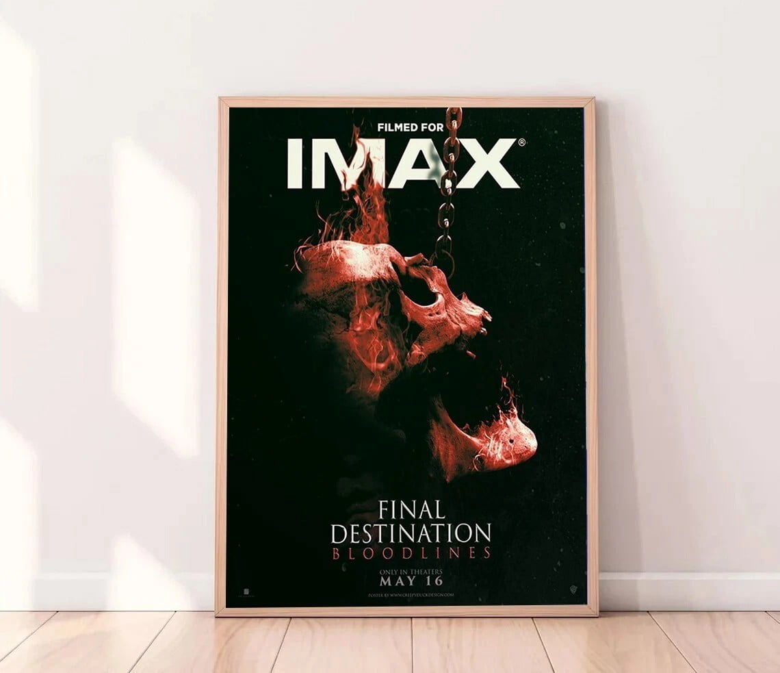 Final Destination 6 Bloodlines 2025 Movie Poster, Flaming Skull Death ...