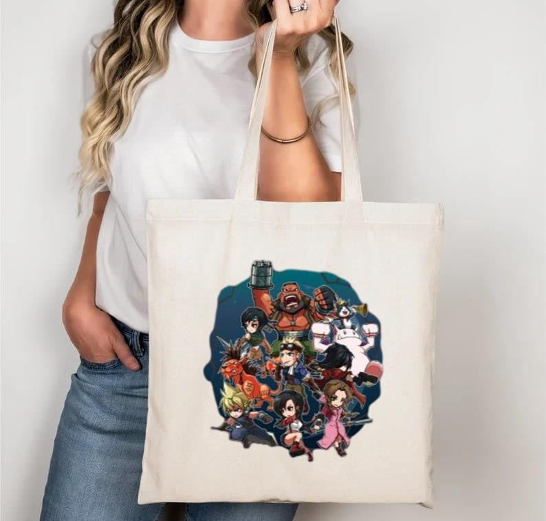 Final Fantasy 7 Chibis Tote Bag with Fanart Design, a gift just for you ...