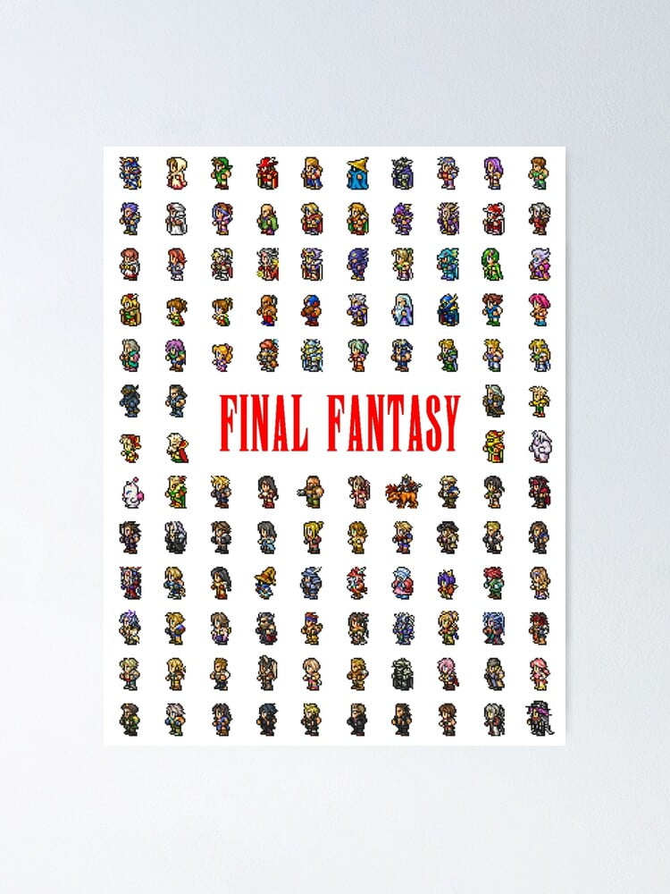 Final Fantasy Sprites through the ages Fashion Art Decor Frame ...