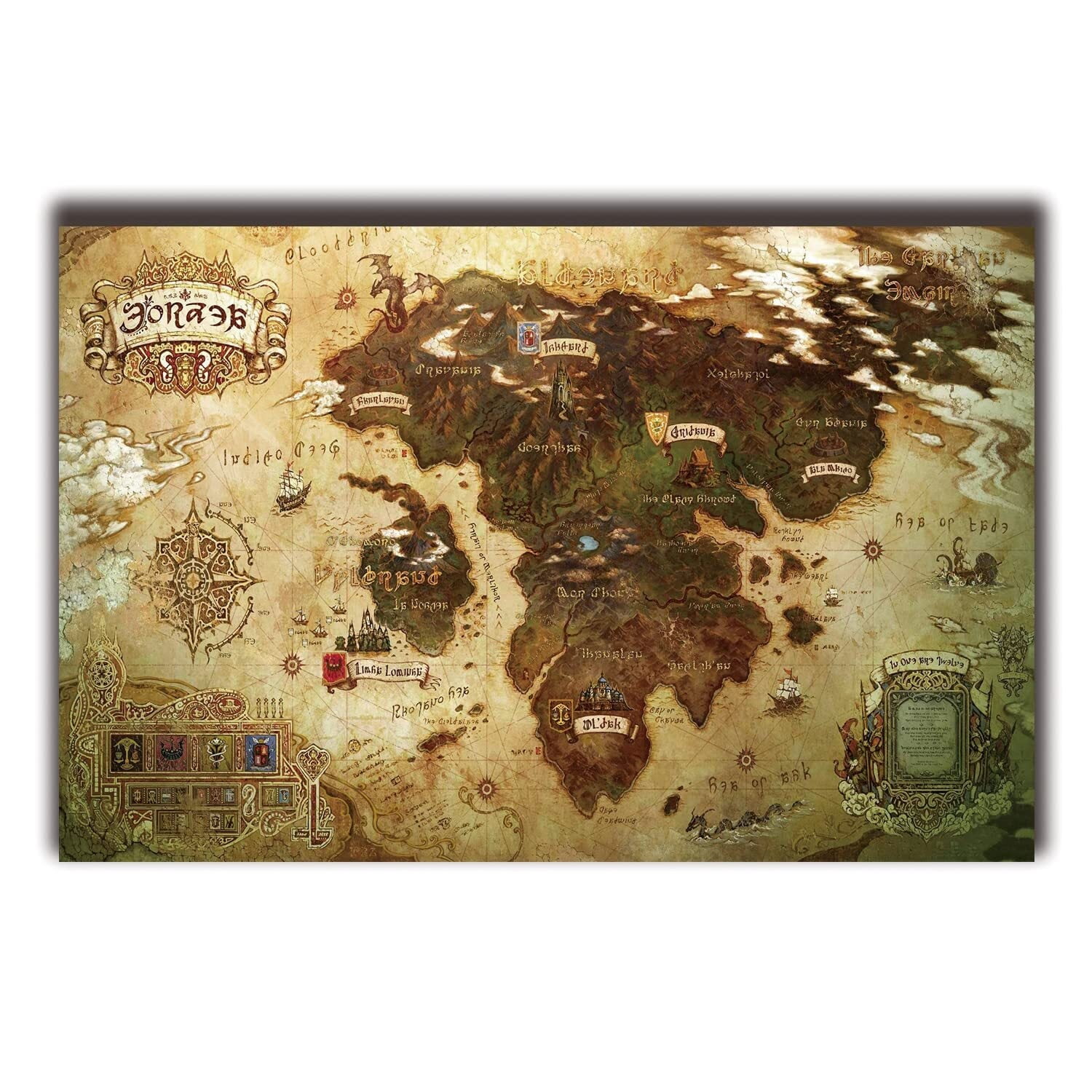 Final Fantasy XIV Online A Realm Reborn Full Map Poster for Home Decor ...