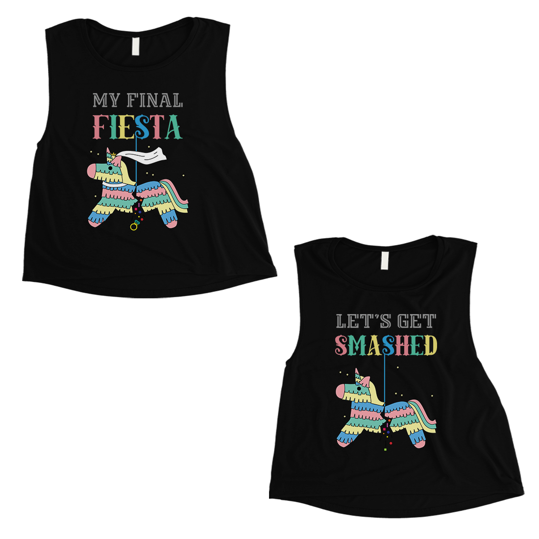 Final Fiesta Smashed Pinata BFF Matching Crop Top Womens Black Sick ...