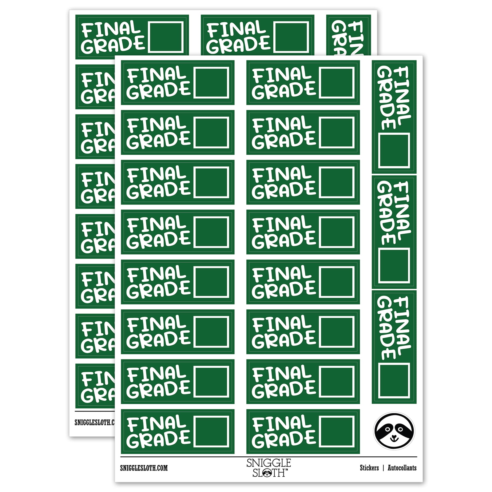 Final Grade Teacher Student School Sticker Set - Dark Green - Gloss ...