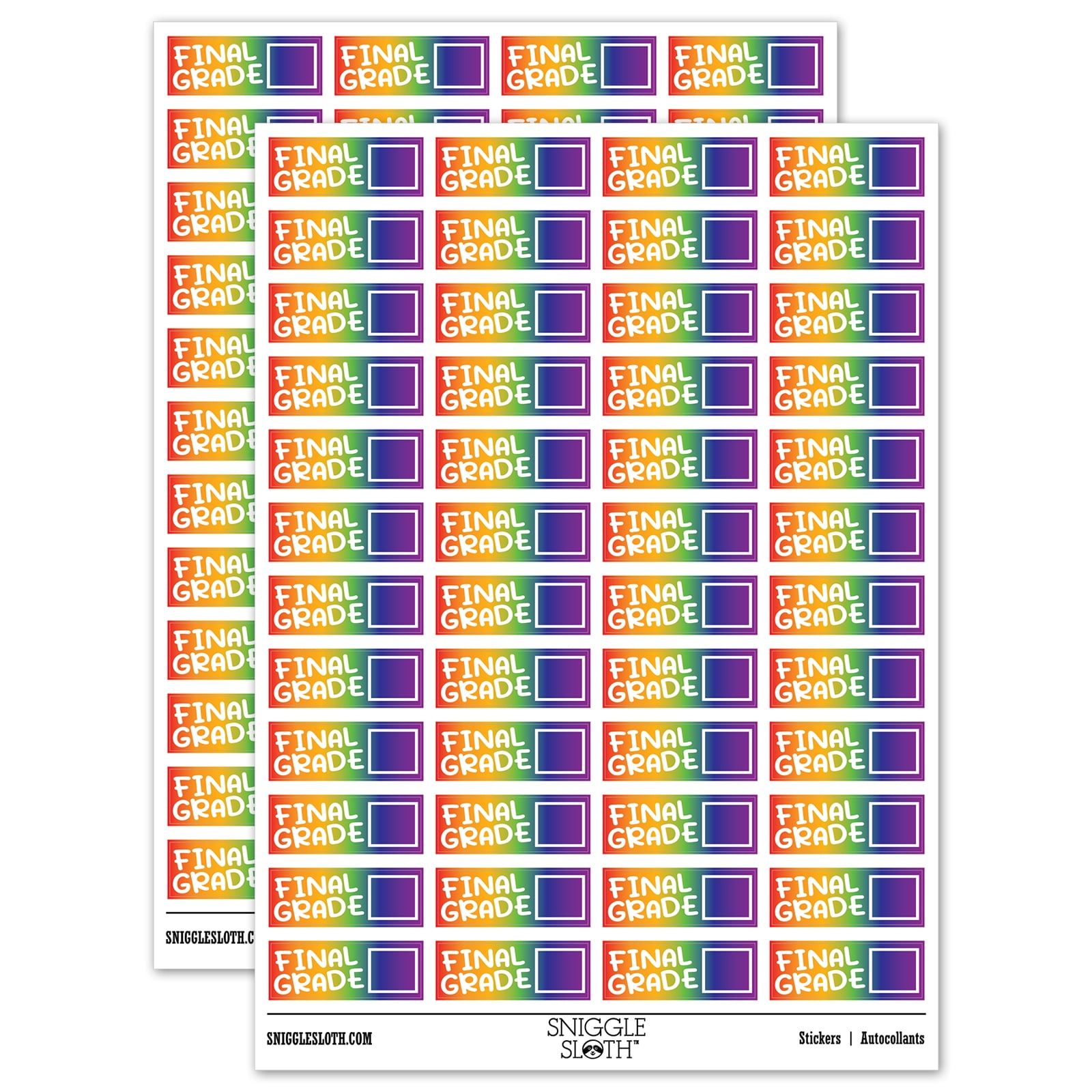 Final Grade Teacher Student School Sticker Set - Rainbow - Matte Finish ...