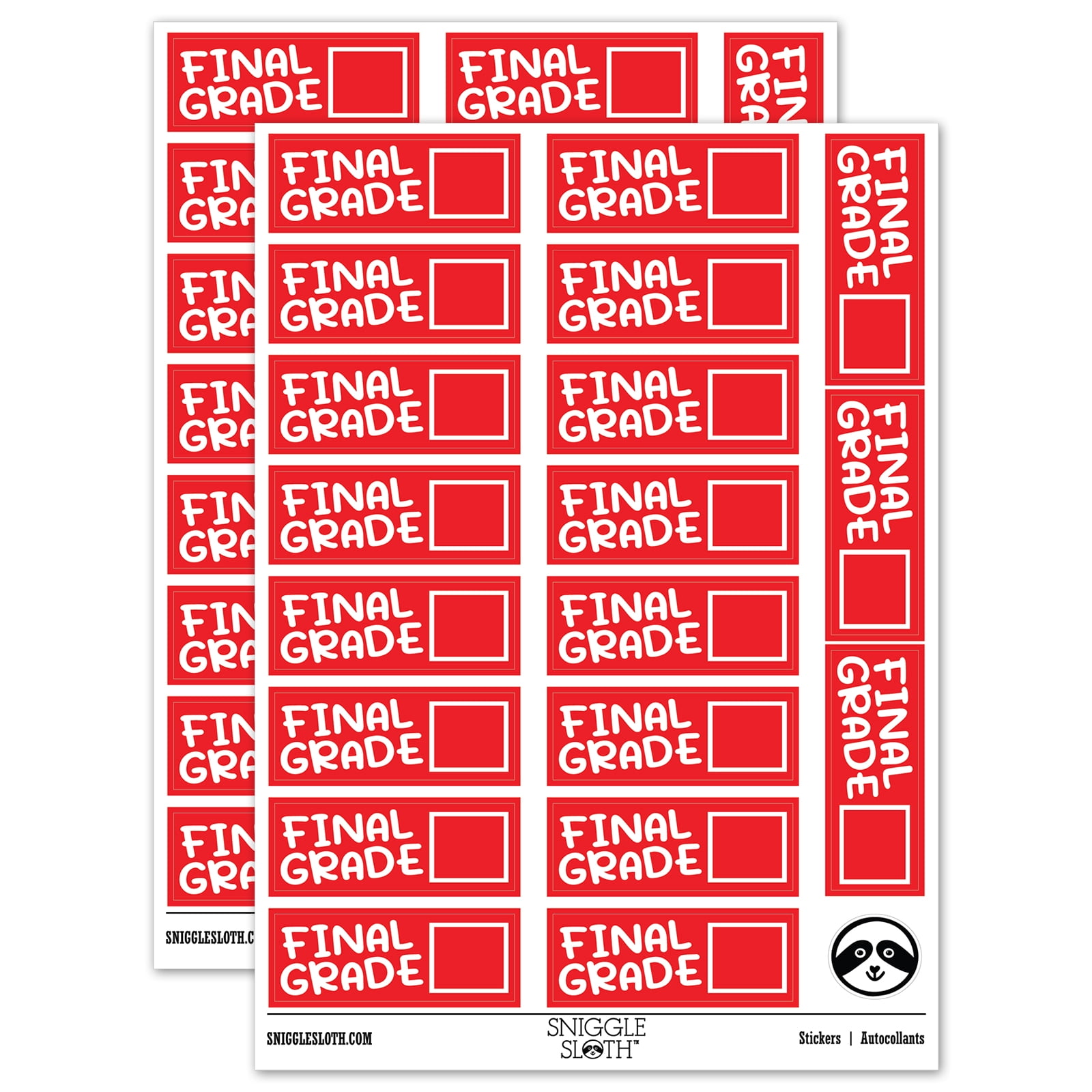 Final Grade Teacher Student School Sticker Set - Red - Gloss Finish - 2 ...