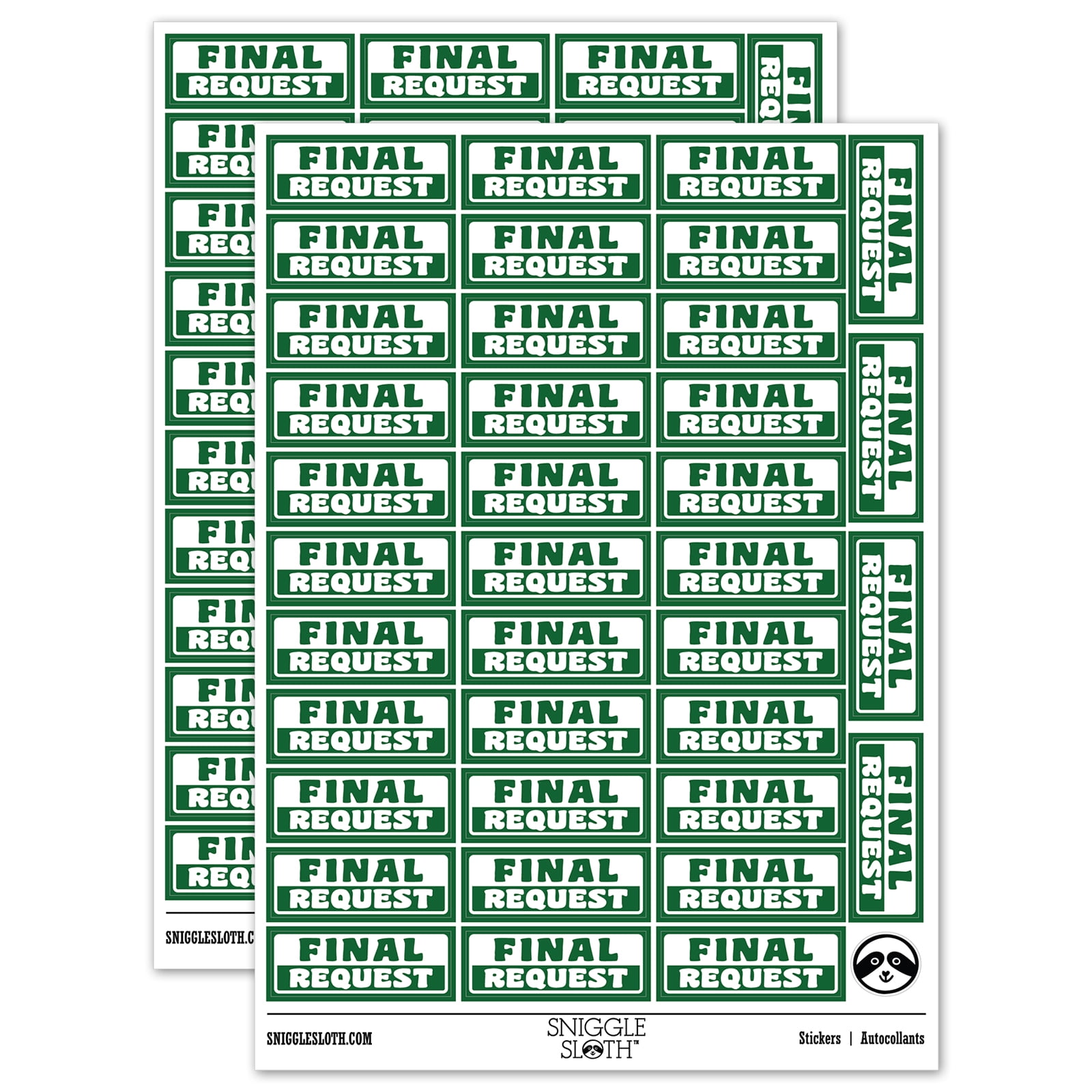 Final Request Bold Payment Sticker Set - Dark Green - Gloss Finish - 1. ...