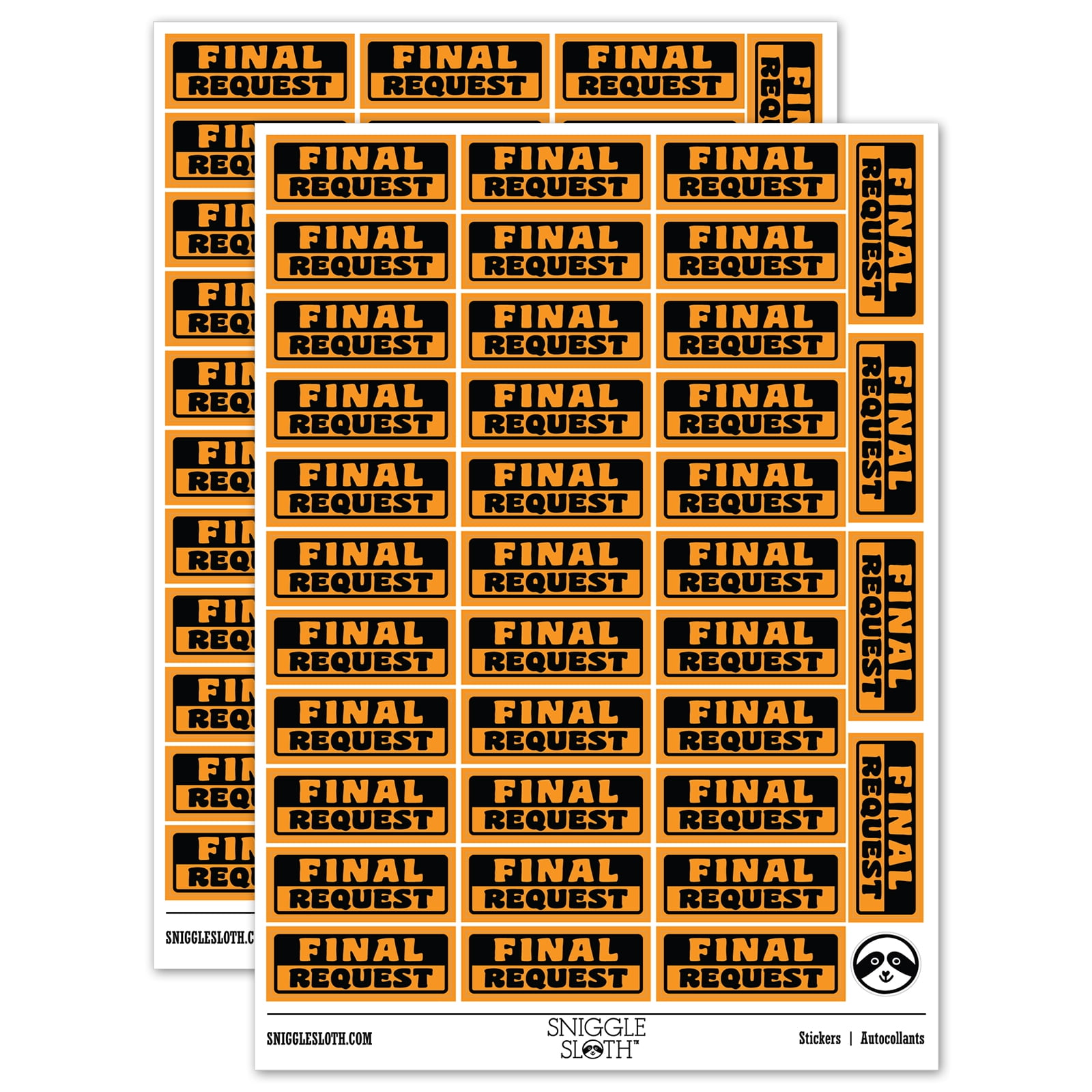 Final Request Bold Payment Sticker Set - Orange - Gloss Finish - 1.5 ...