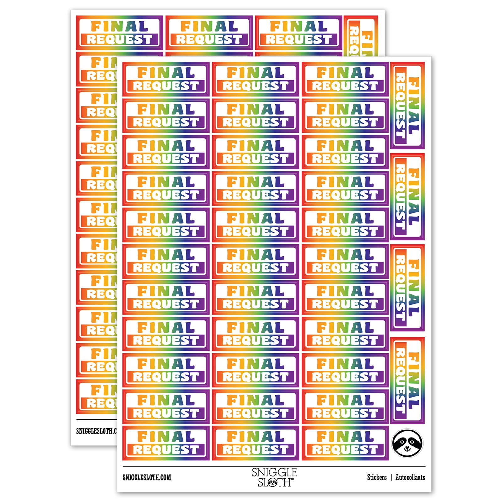 Final Request Bold Payment Sticker Set - Rainbow - Gloss Finish - 1.5 ...