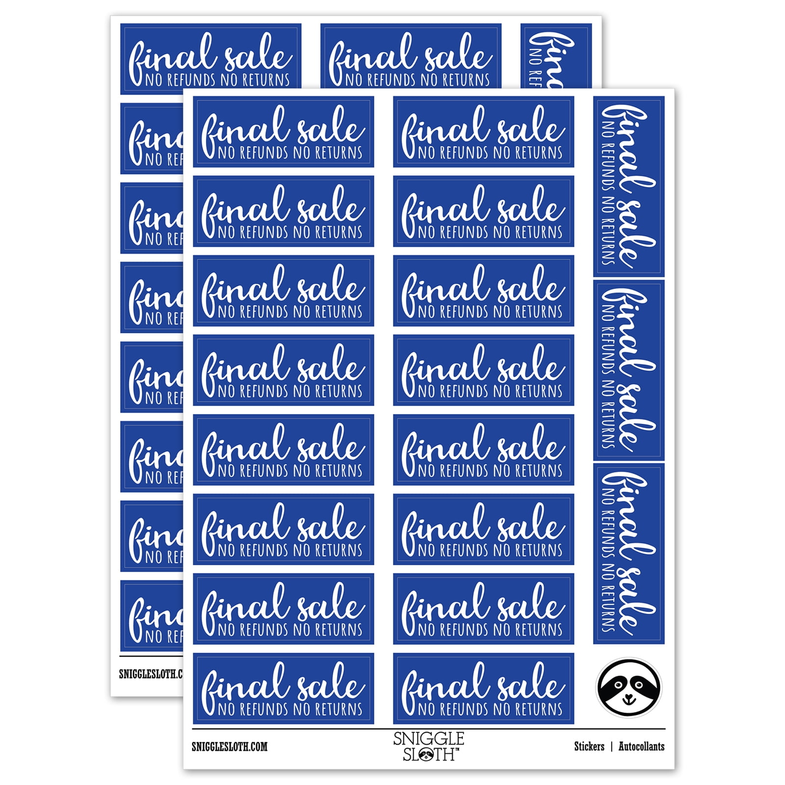 Final Sale No Refunds No Returns Sticker Set - Dark Blue - Matte Finish ...