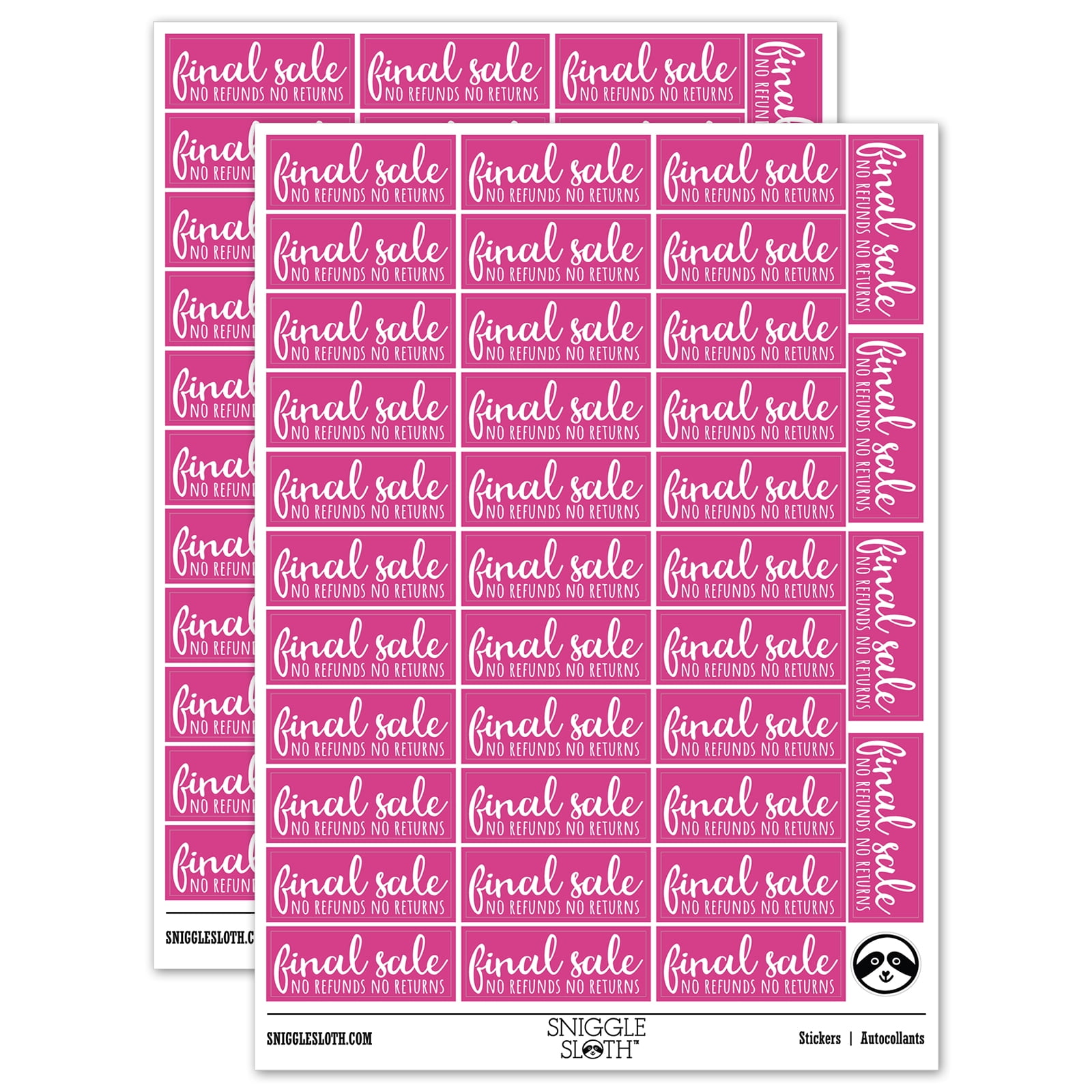 Final Sale No Refunds No Returns Sticker Set - Hot Pink - Matte Finish ...