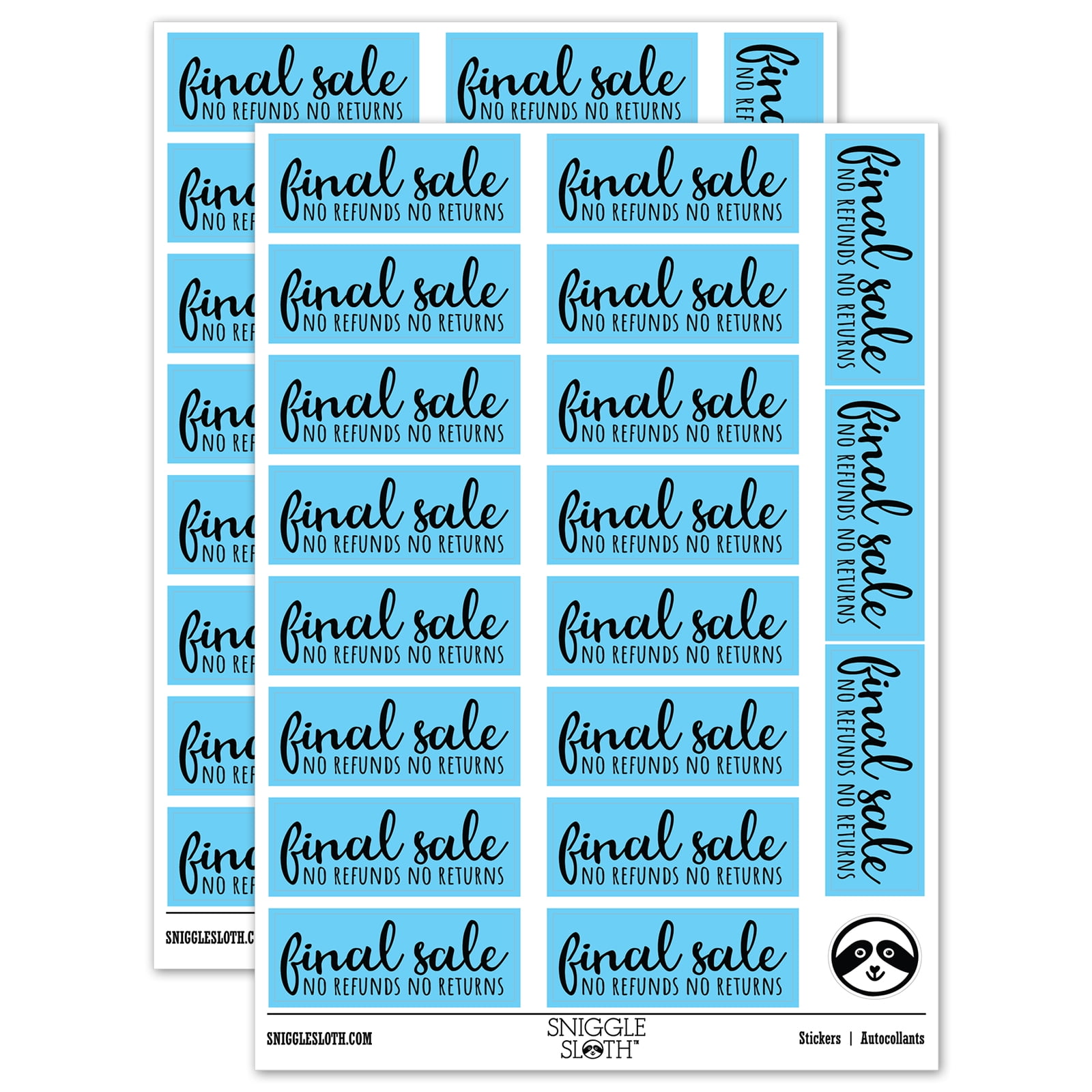 Final Sale No Refunds No Returns Sticker Set - Light Blue - Matte ...