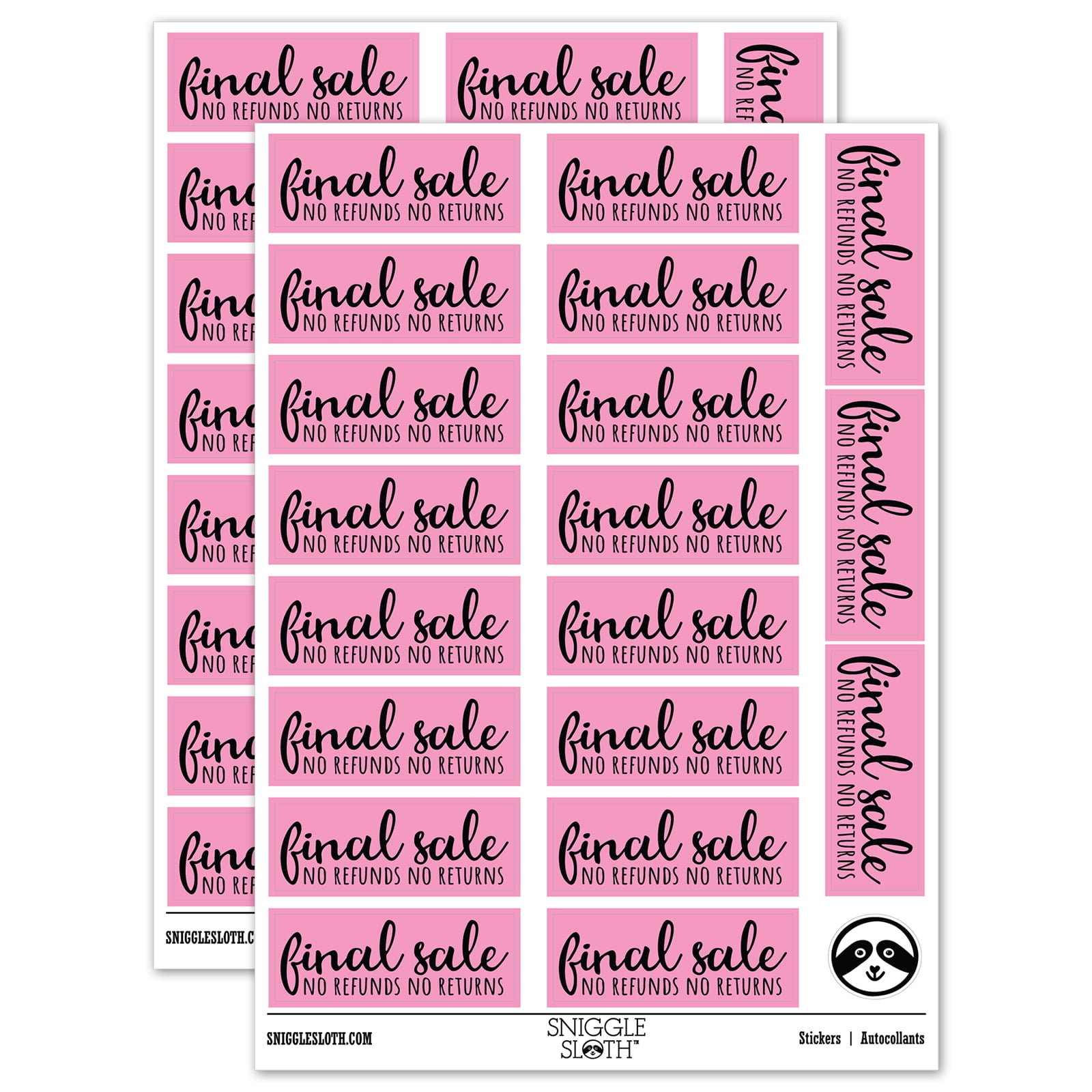 Final Sale No Refunds No Returns Sticker Set - Light Pink - Matte ...