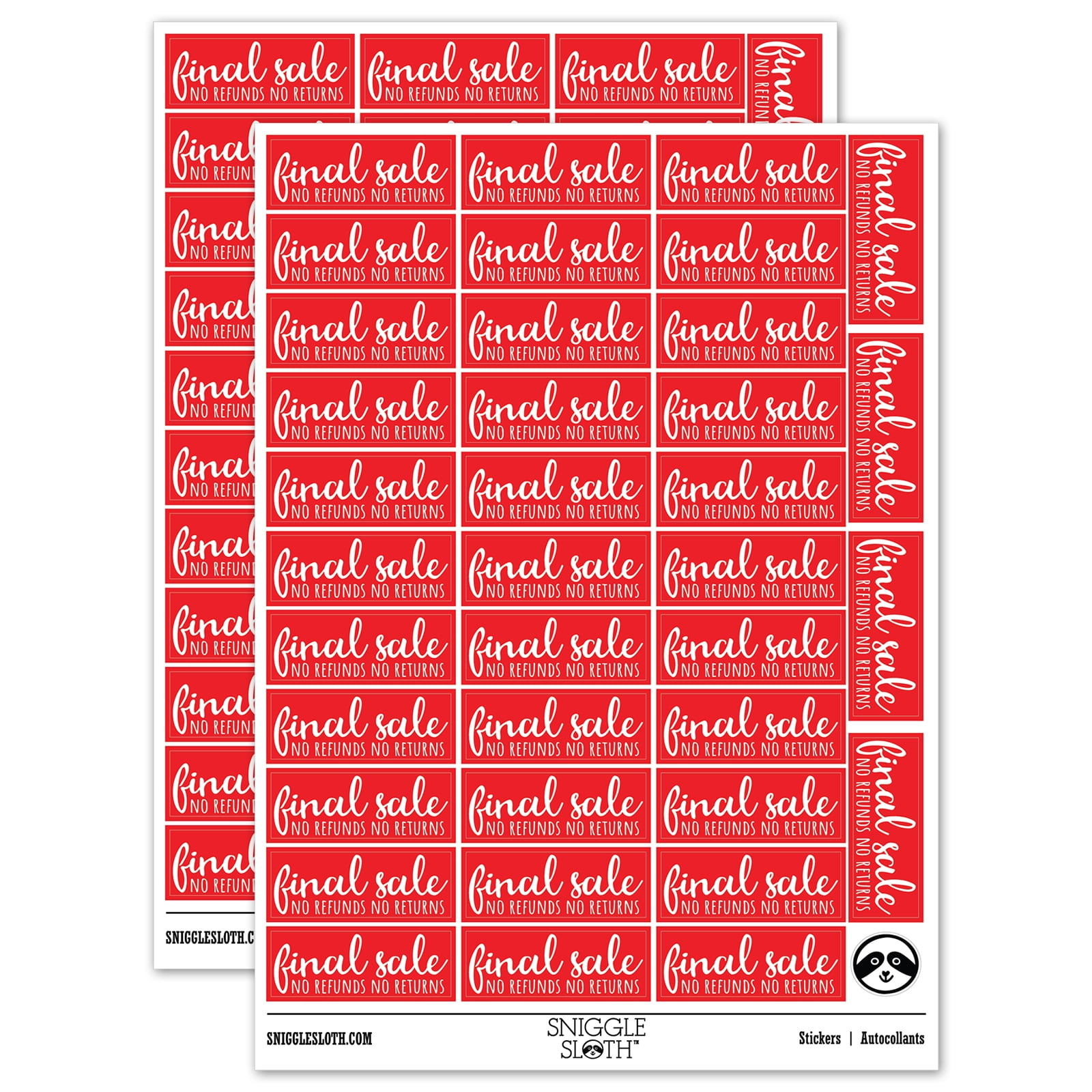 Final Sale No Refunds No Returns Sticker Set - Red - Matte Finish - 1.5 ...
