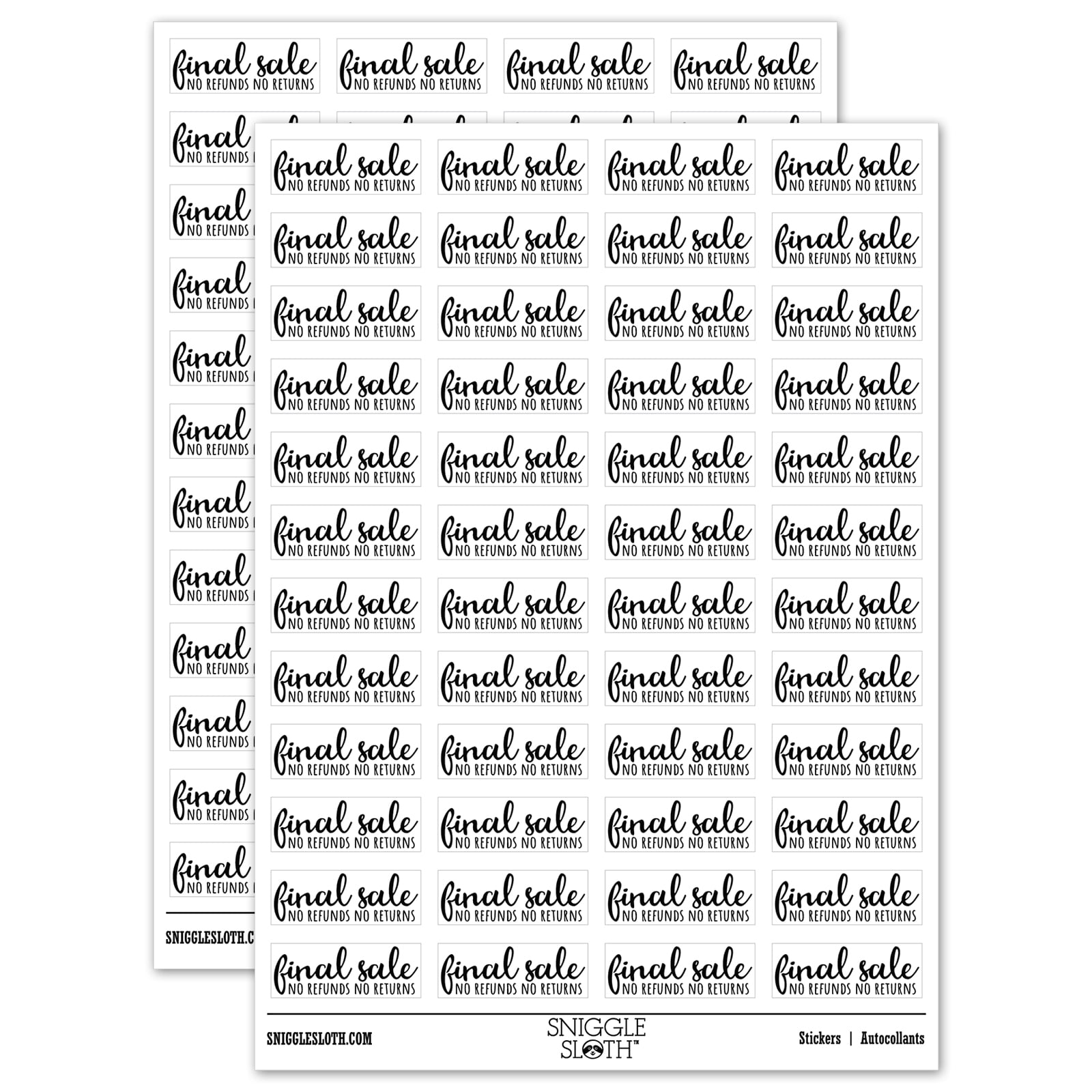Final Sale No Refunds No Returns Sticker Set - White - Gloss Finish - 1 ...