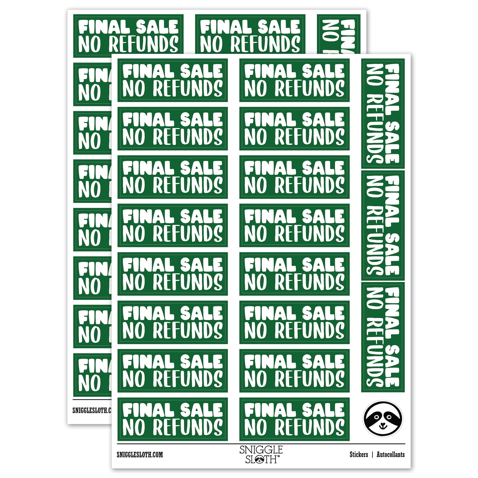 Final Sale No Refunds Sticker Set - Dark Green - Matte Finish - 2.00 ...