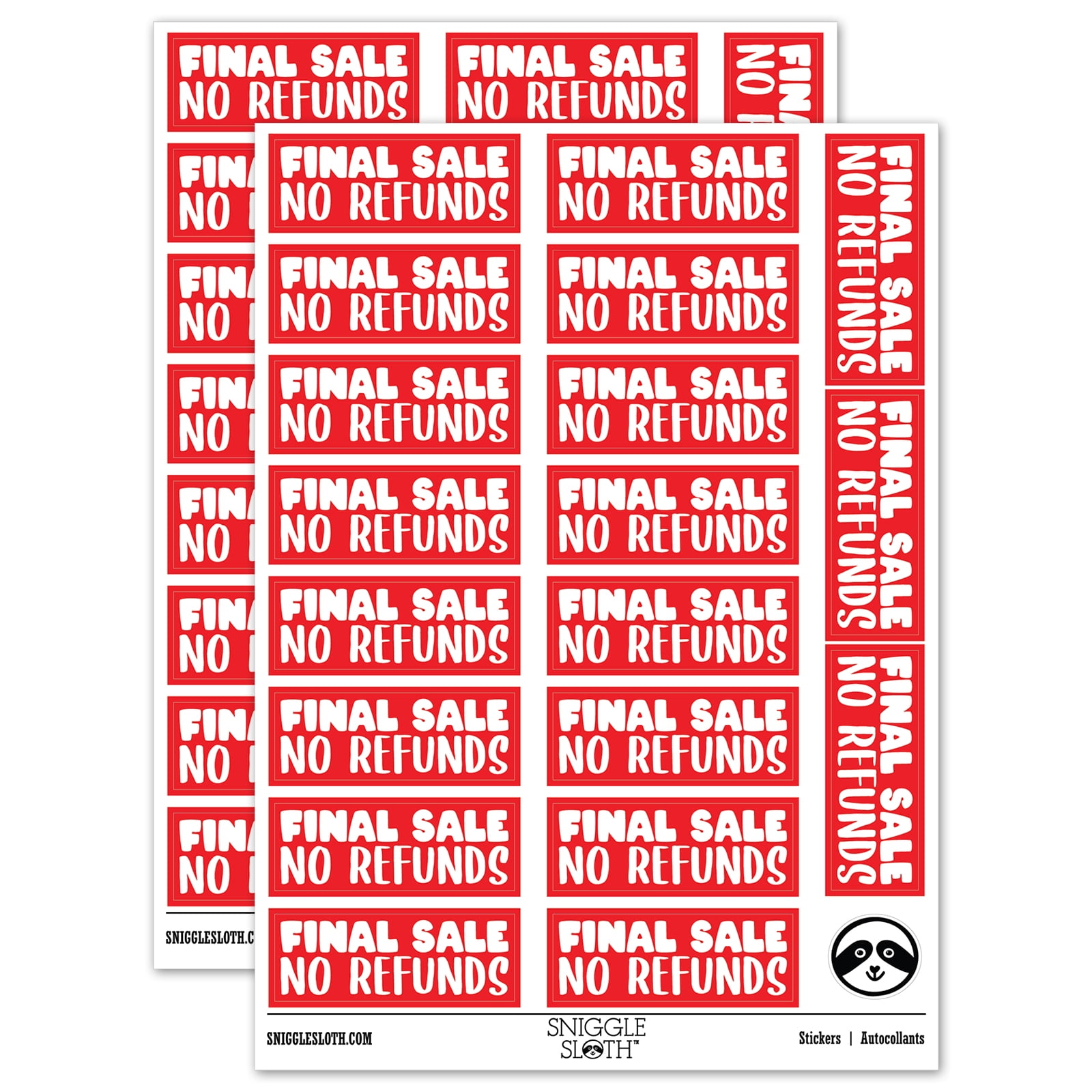 Final Sale No Refunds Sticker Set - Red - Matte Finish - 2.00" Large ...