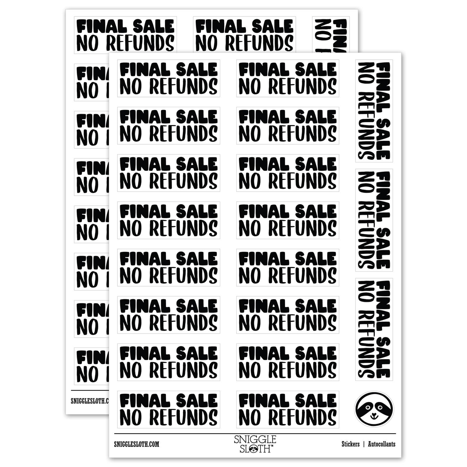 Final Sale No Refunds Sticker Set - White - Gloss Finish - 2.00" Large ...