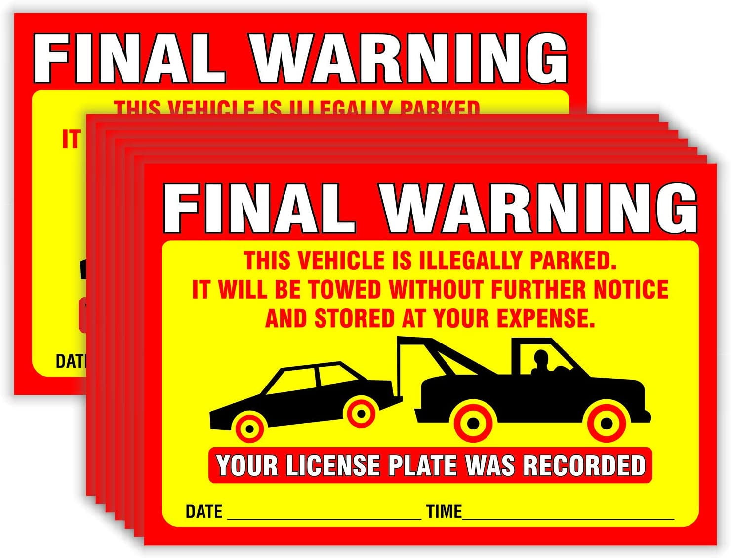 Final Warning Stickers (Pack of 50) Parking Violation Notice Vehicle is ...