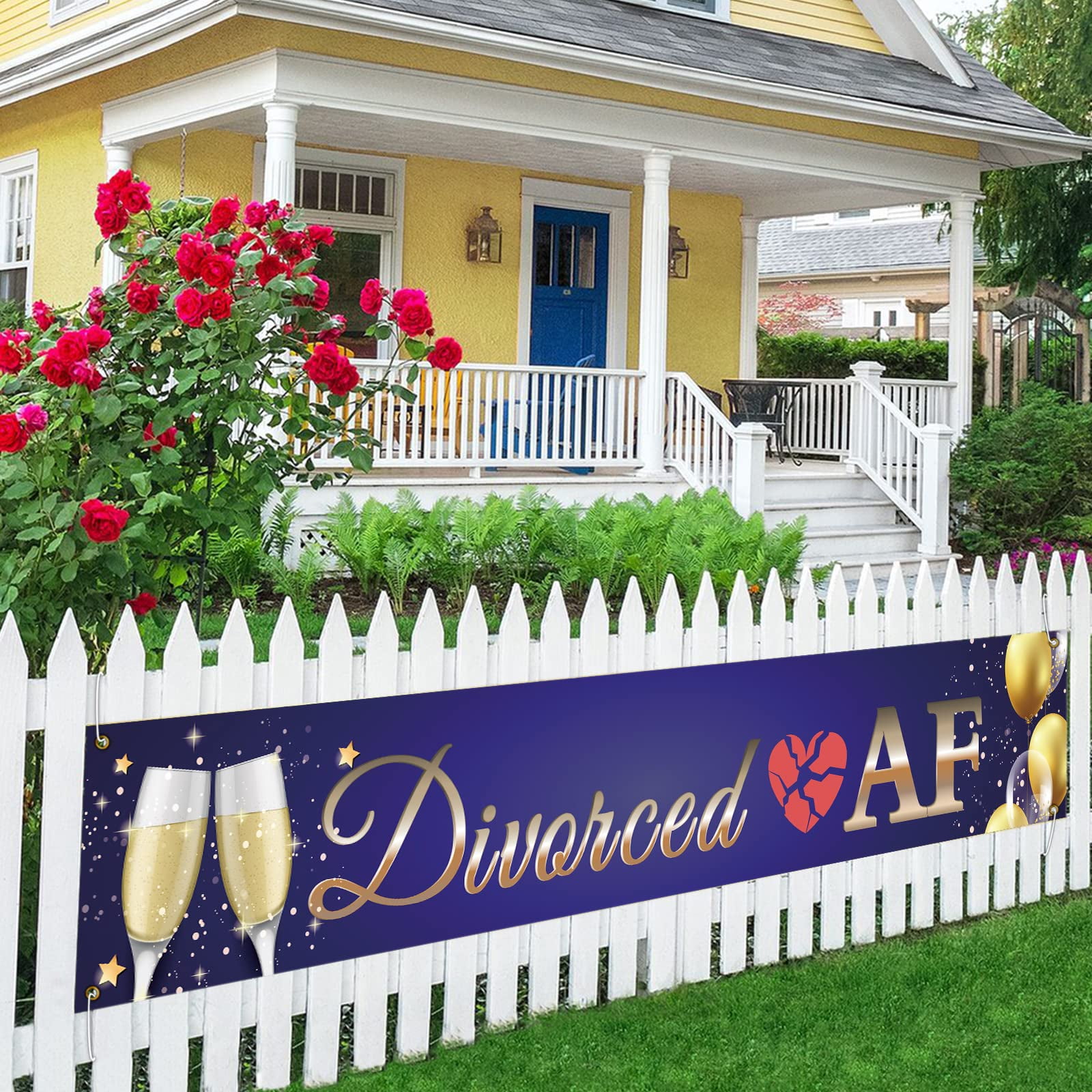 Finally Divorced Banner Party Porch Sign Decorations Supplies Single ...