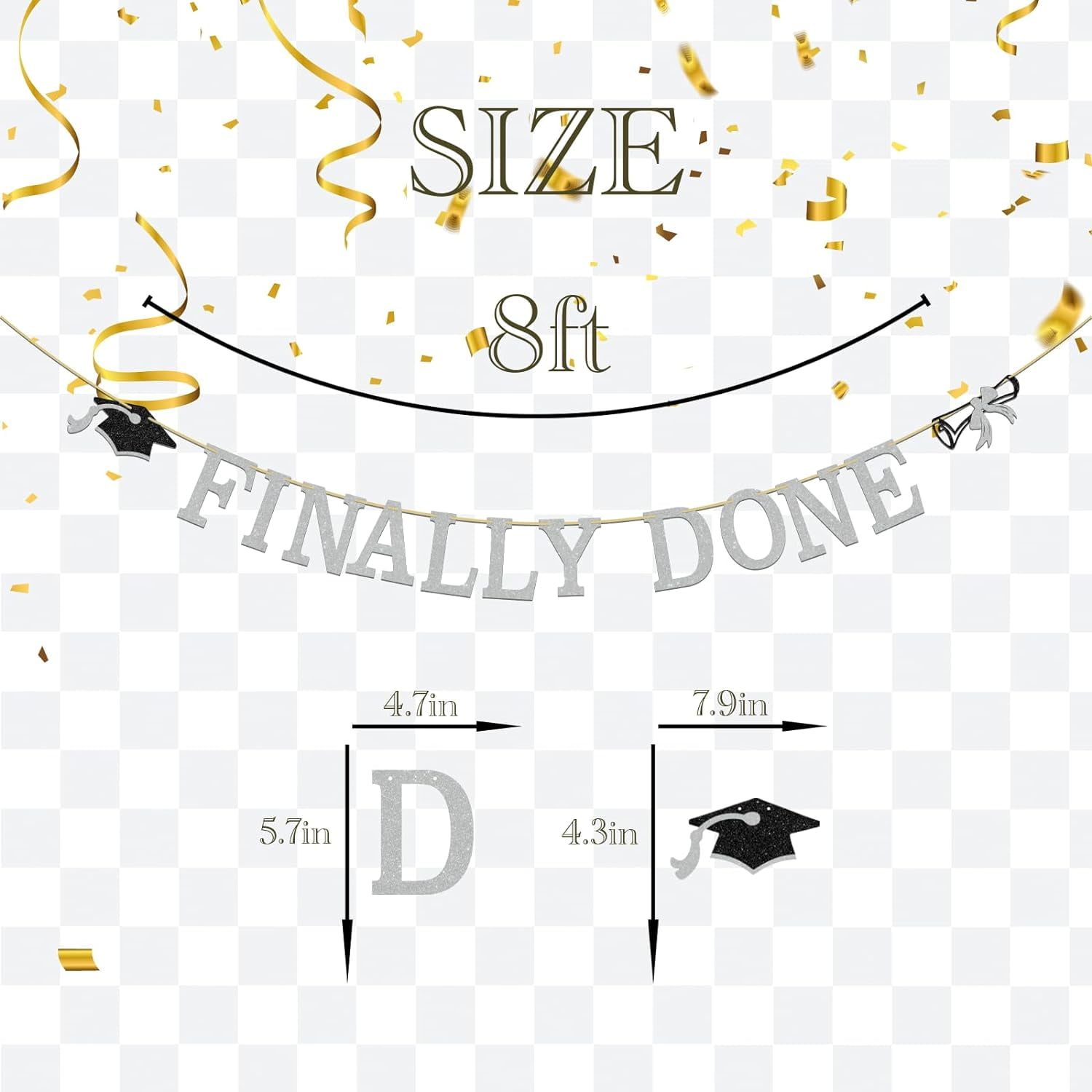 Finally Done Banner - Silver Glitter 2024 Graduation Congrats Grad ...