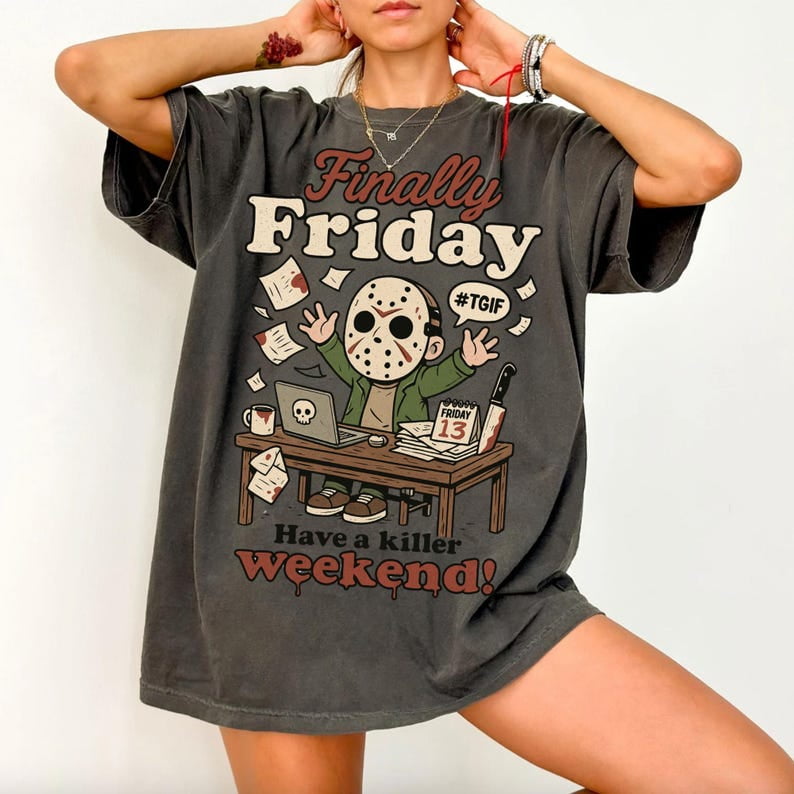 Finally Friday Halloween T-shirt, Jason Horror Movie Shirt, Scary ...