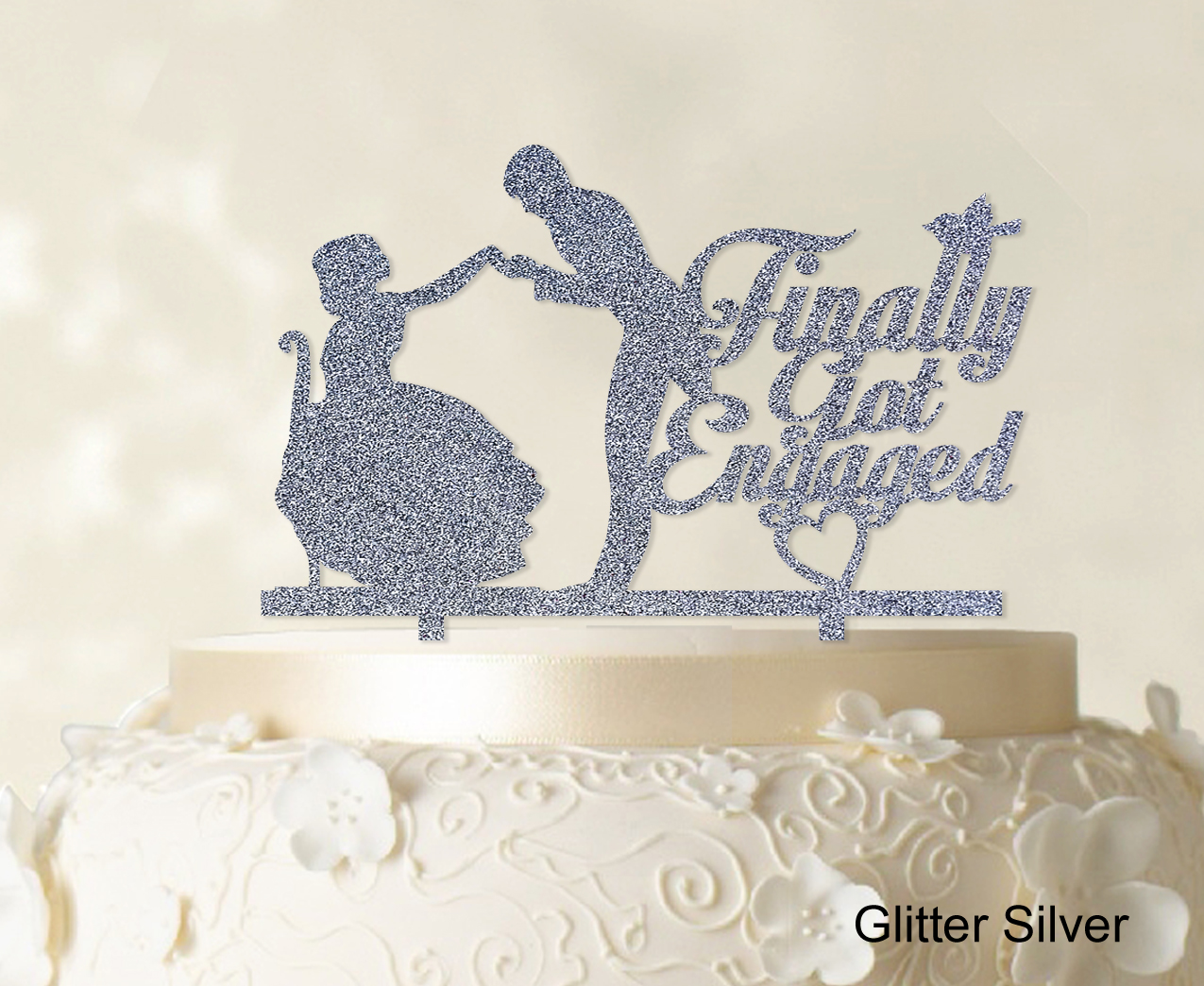 "Finally Got Engaged Couple Cake Topper Wedding Cake Topper Color ...