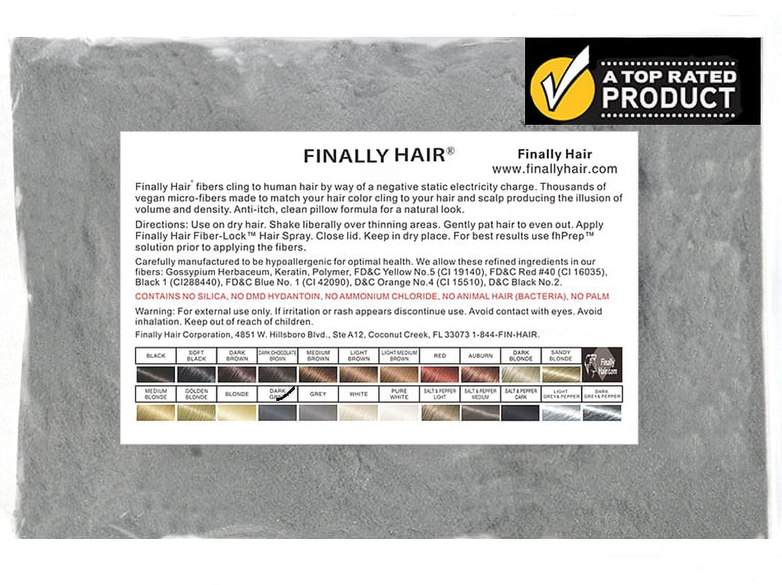 Finally Hair - Hair Fibers - Refill Bag - Dark Grey - 100 Gram (3.5 oz ...