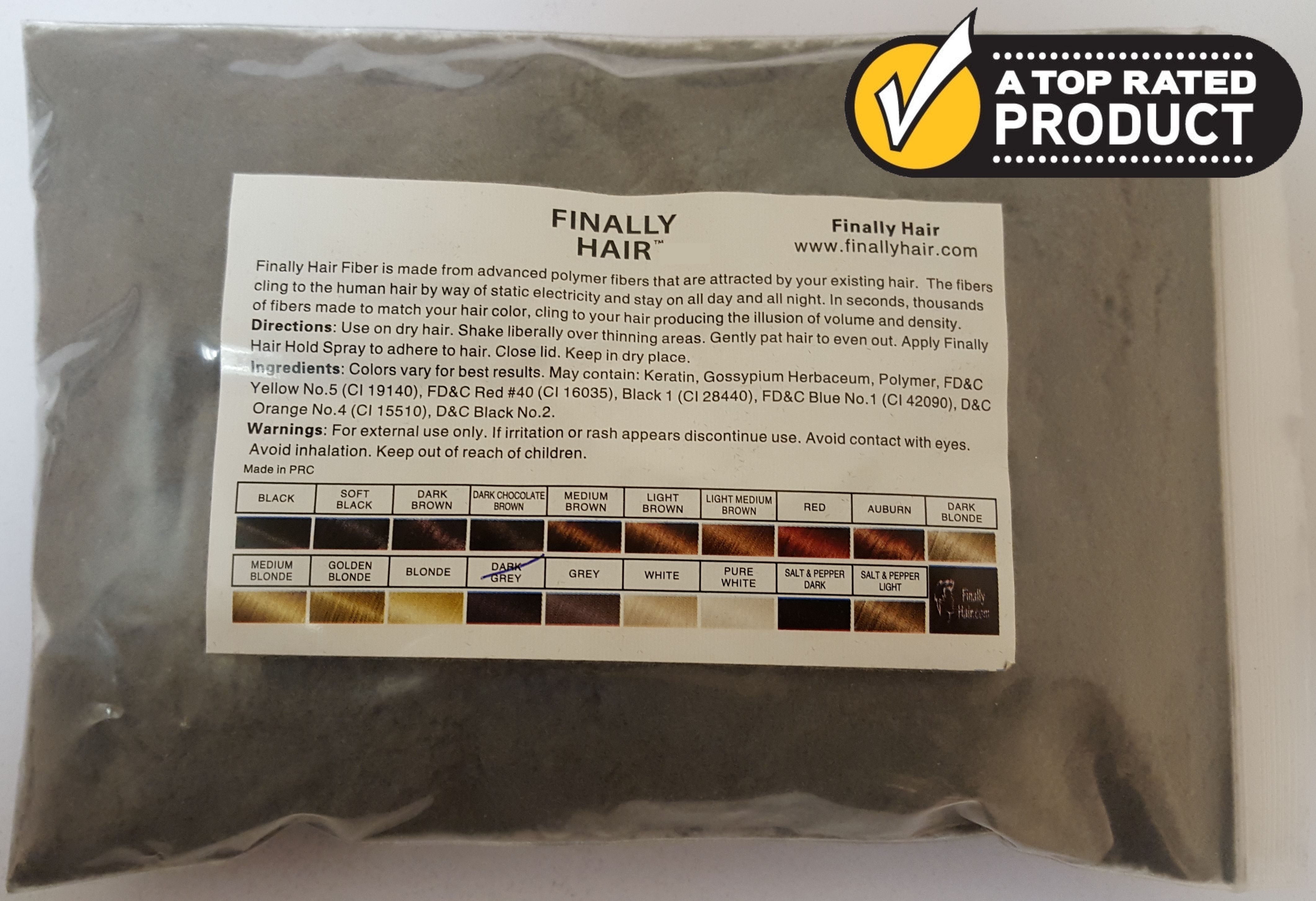 Finally Hair Refill Bag Premium Hair Fibers (Dark Grey) (2oz) - Walmart.com